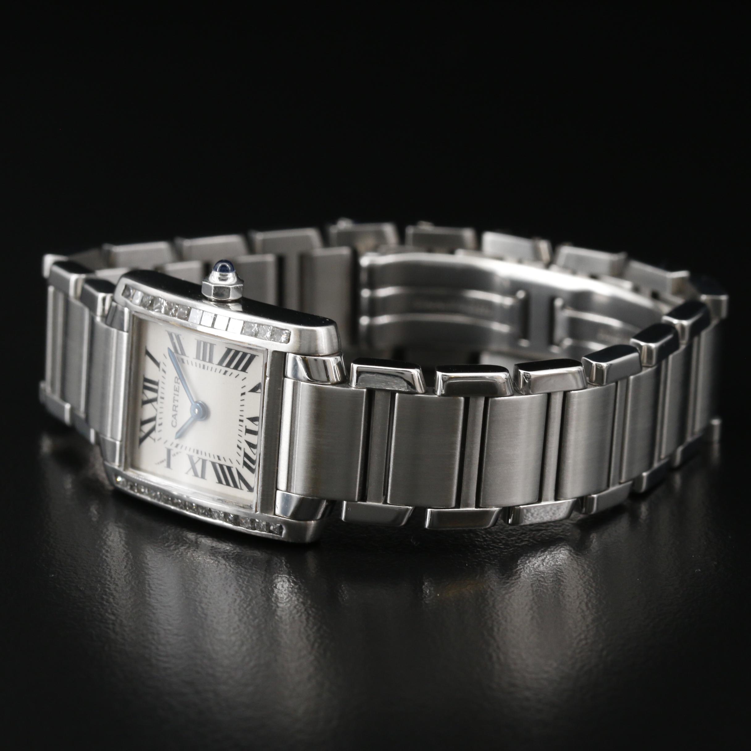 Diamond Cartier Tank Francaise Stainless Steel Wristwatch | EBTH