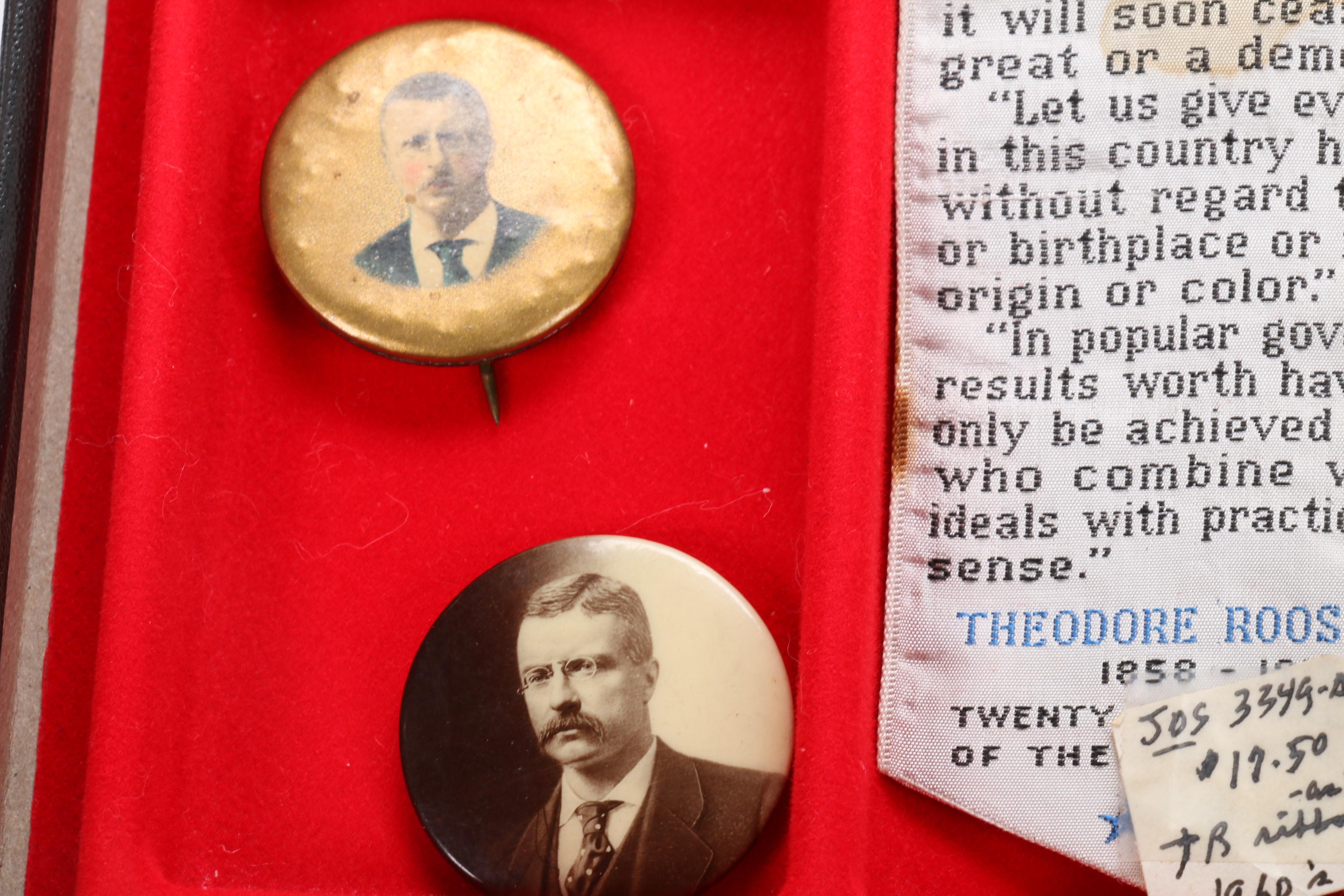 Theodore and Franklin Delano Roosevelt Campaign and Commemorative Pins ...