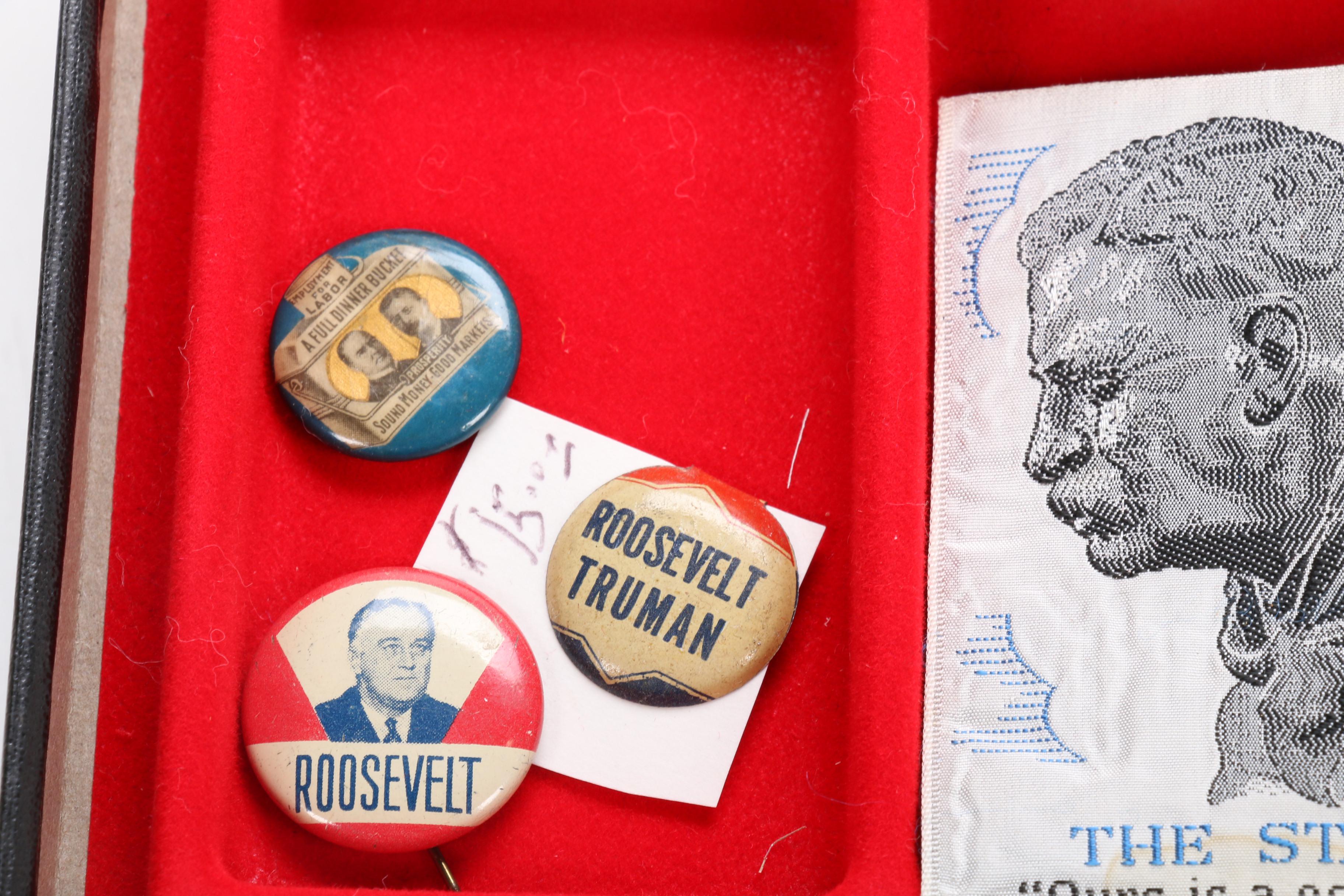 Theodore and Franklin Delano Roosevelt Campaign and Commemorative Pins ...