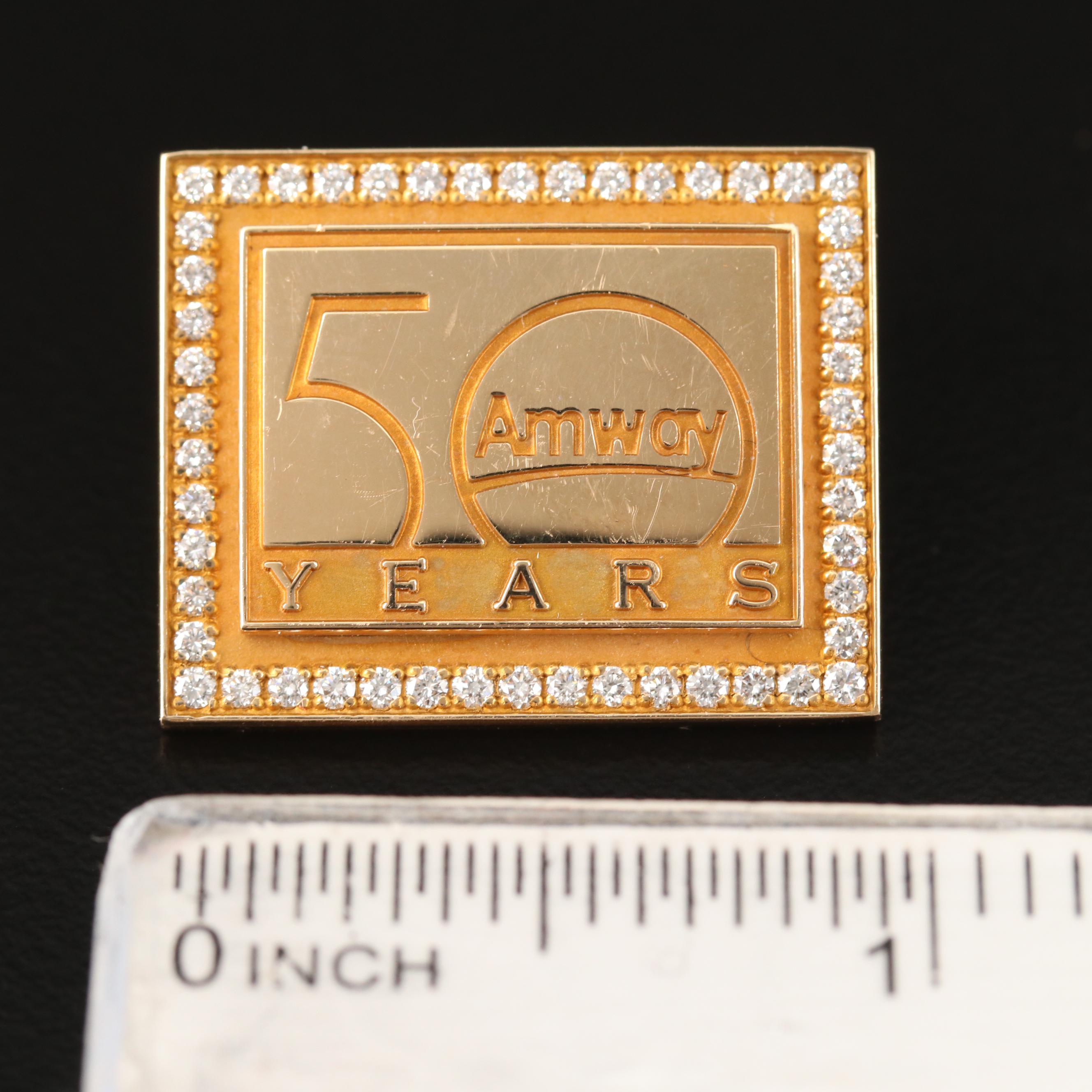 14K Diamond Amway Fifty Year Anniversary Pin, One-Of-A-Kind | EBTH
