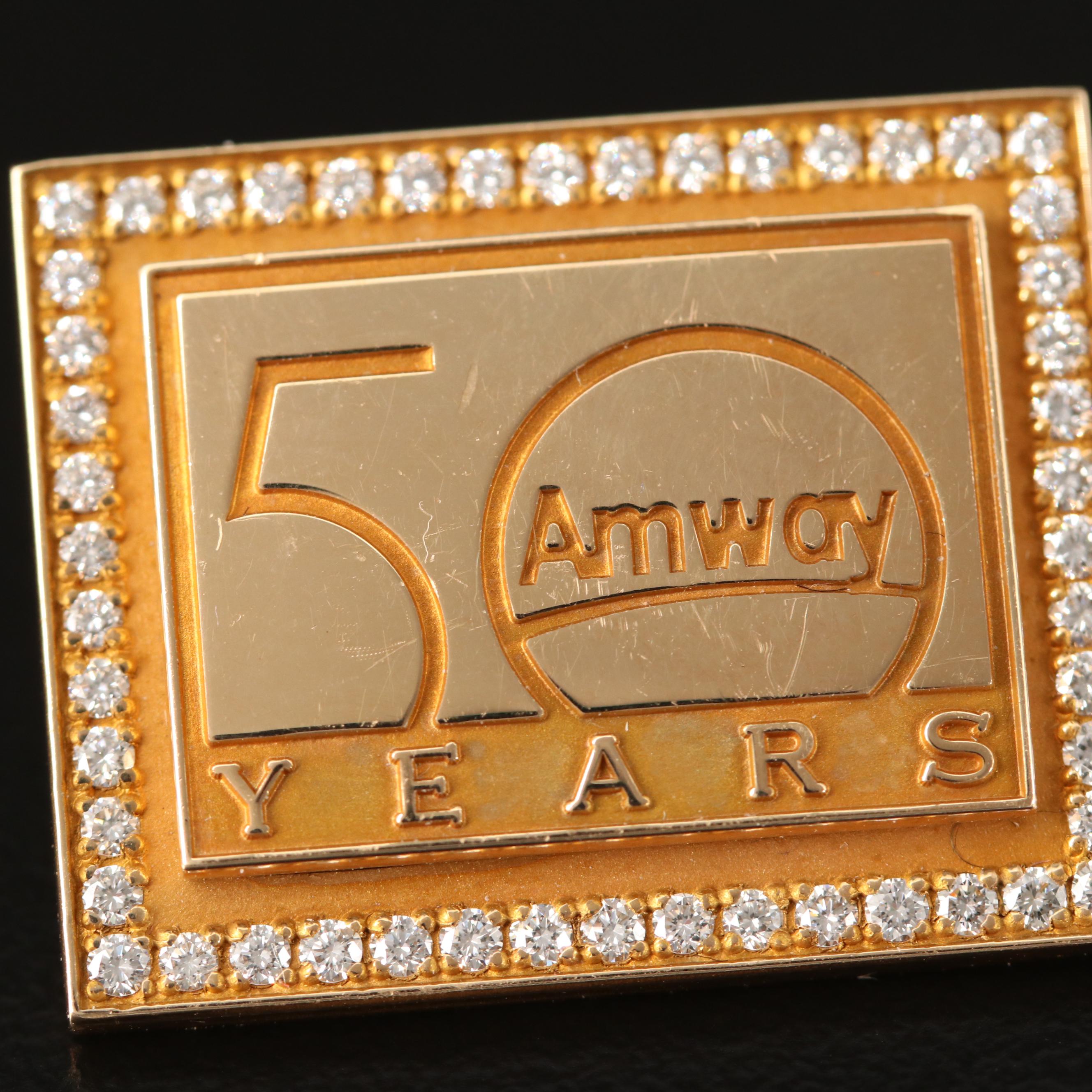 14K Diamond Amway Fifty Year Anniversary Pin, One-Of-A-Kind | EBTH
