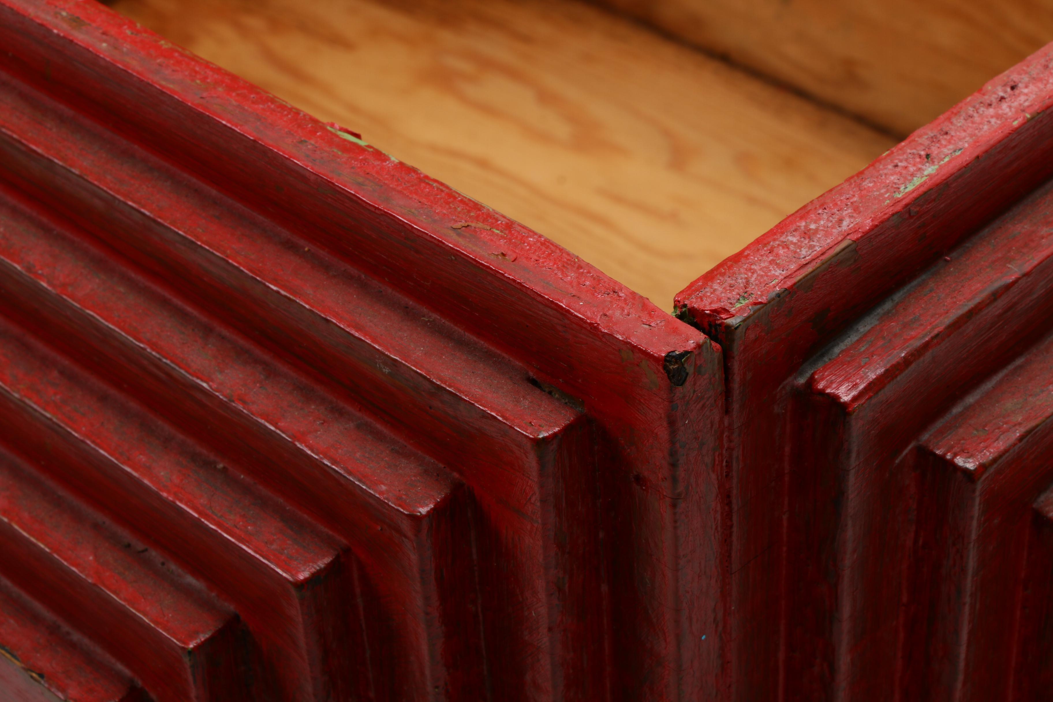 Folk Art Red Painted Wood Step Box, Mid-20th Century | EBTH