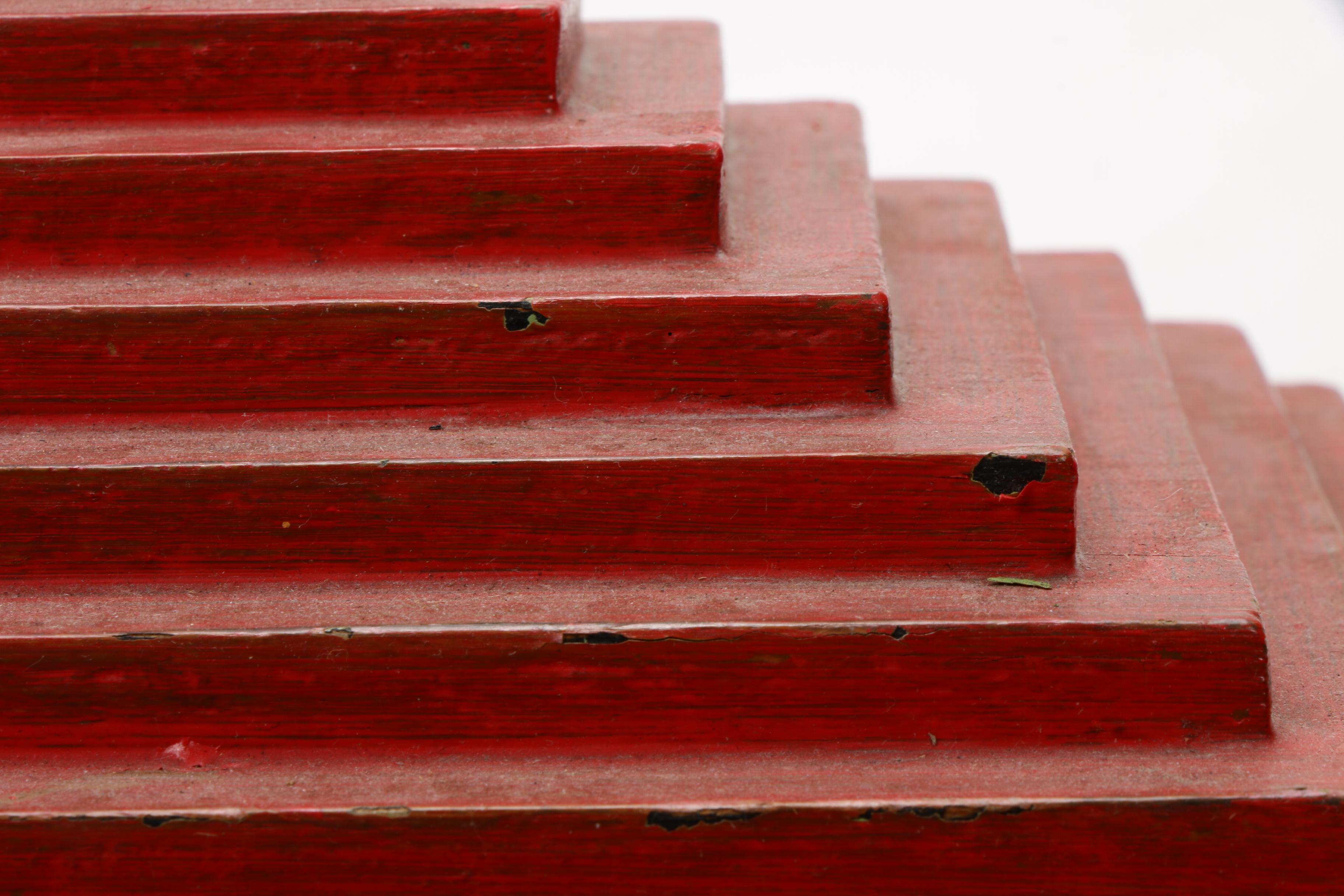 Folk Art Red Painted Wood Step Box, Mid-20th Century | EBTH