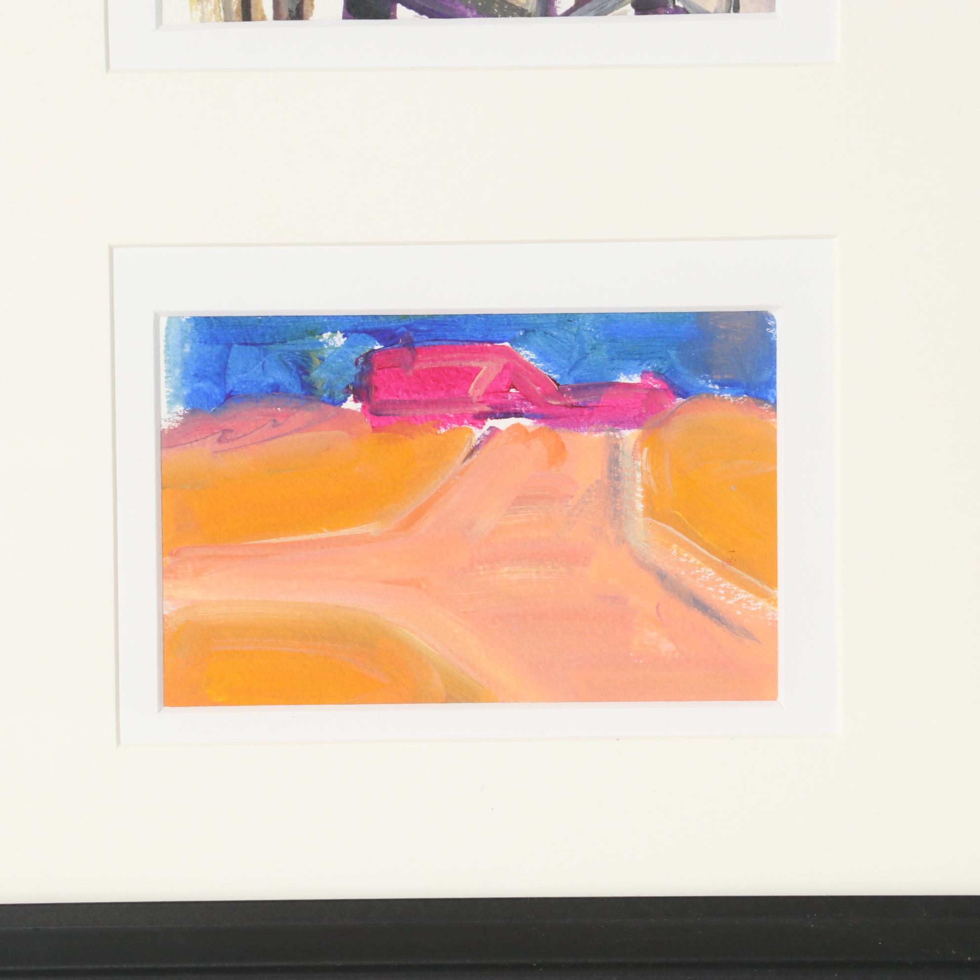 Merle Rosen Folk Art Gouache Paintings of Abstract Landscapes | EBTH