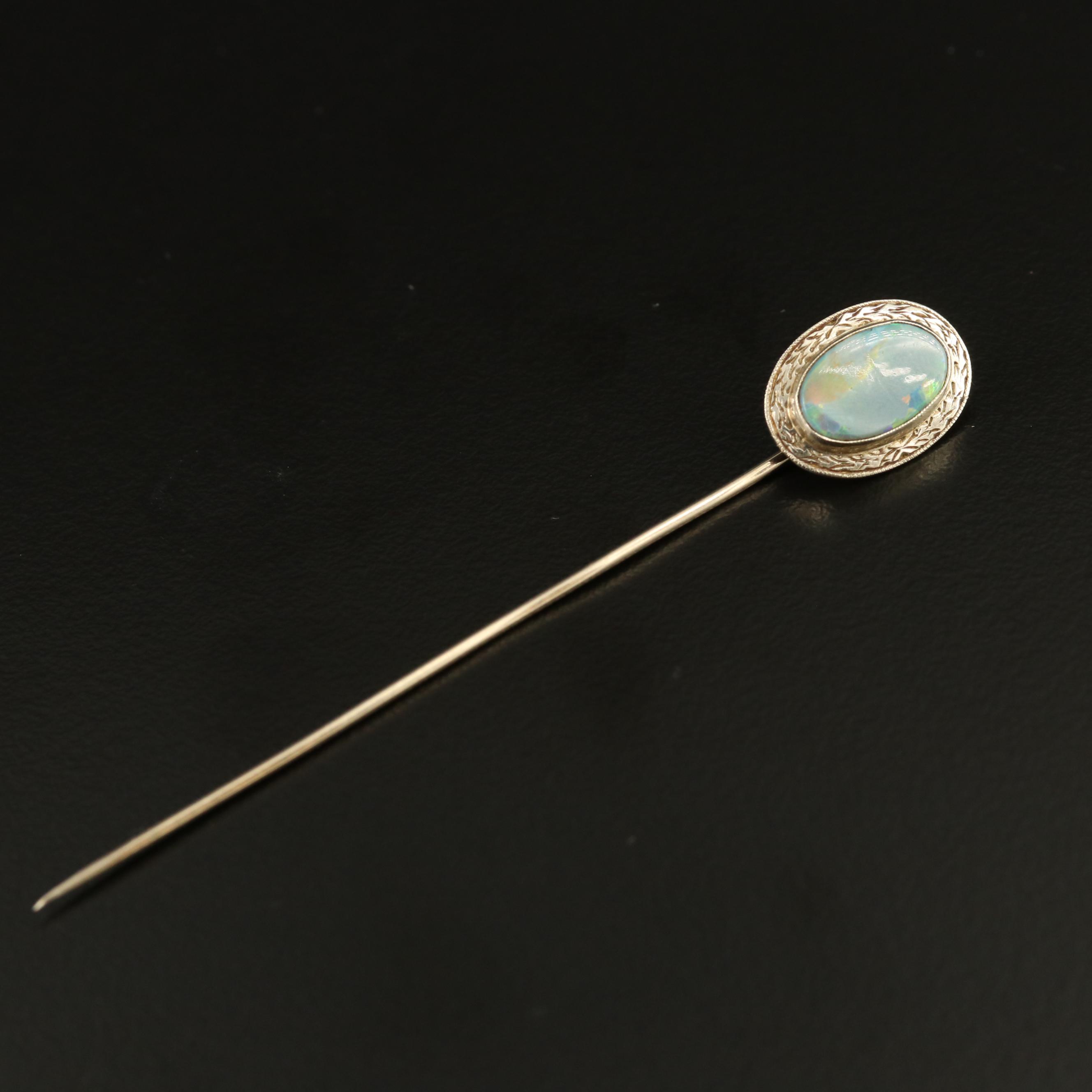 Antique 18K and 14K Opal Stick Pin | EBTH