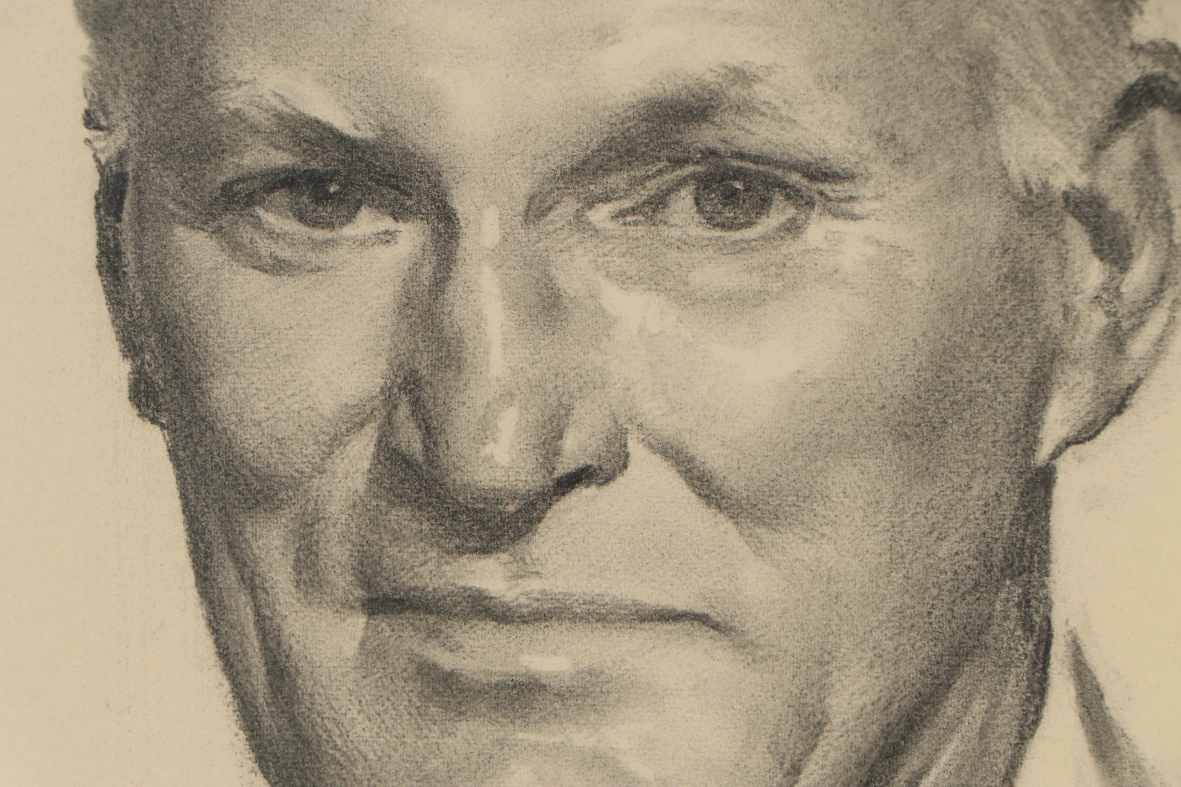 Gil Elvgren Graphite Drawing of Male Portrait, Mid to Late 20th Century ...