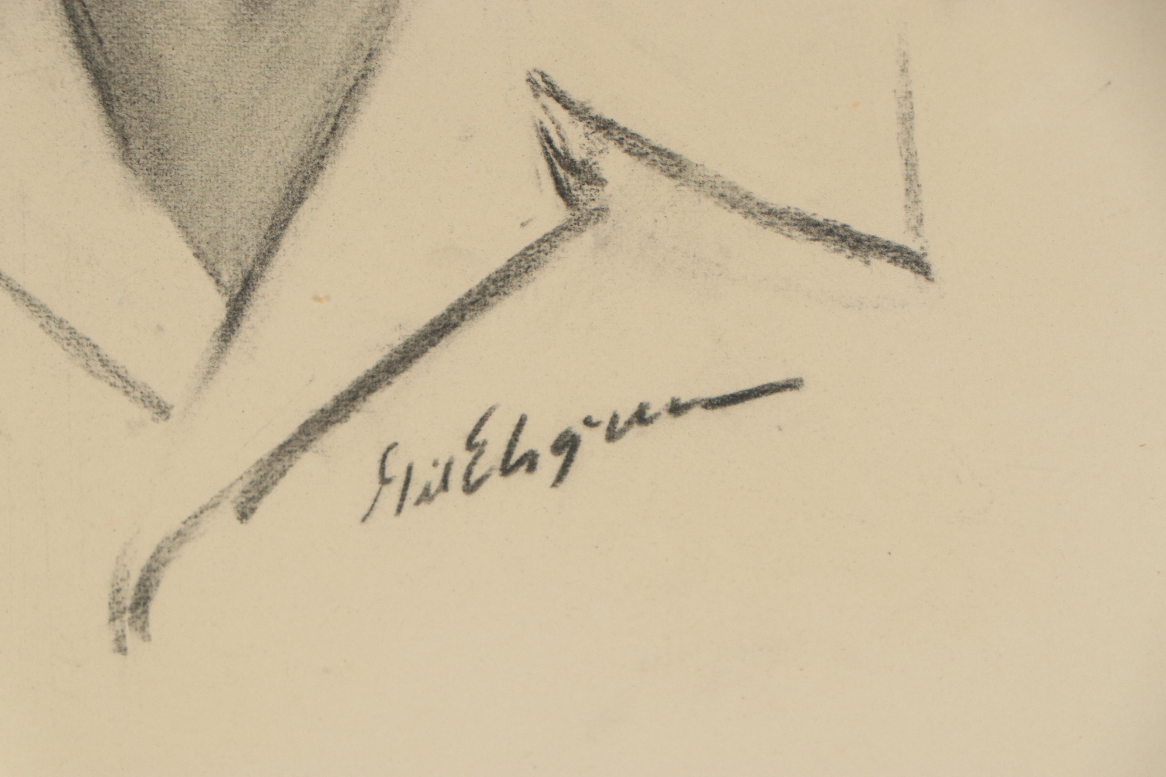 Gil Elvgren Graphite Drawing of Male Portrait, Mid to Late 20th Century ...