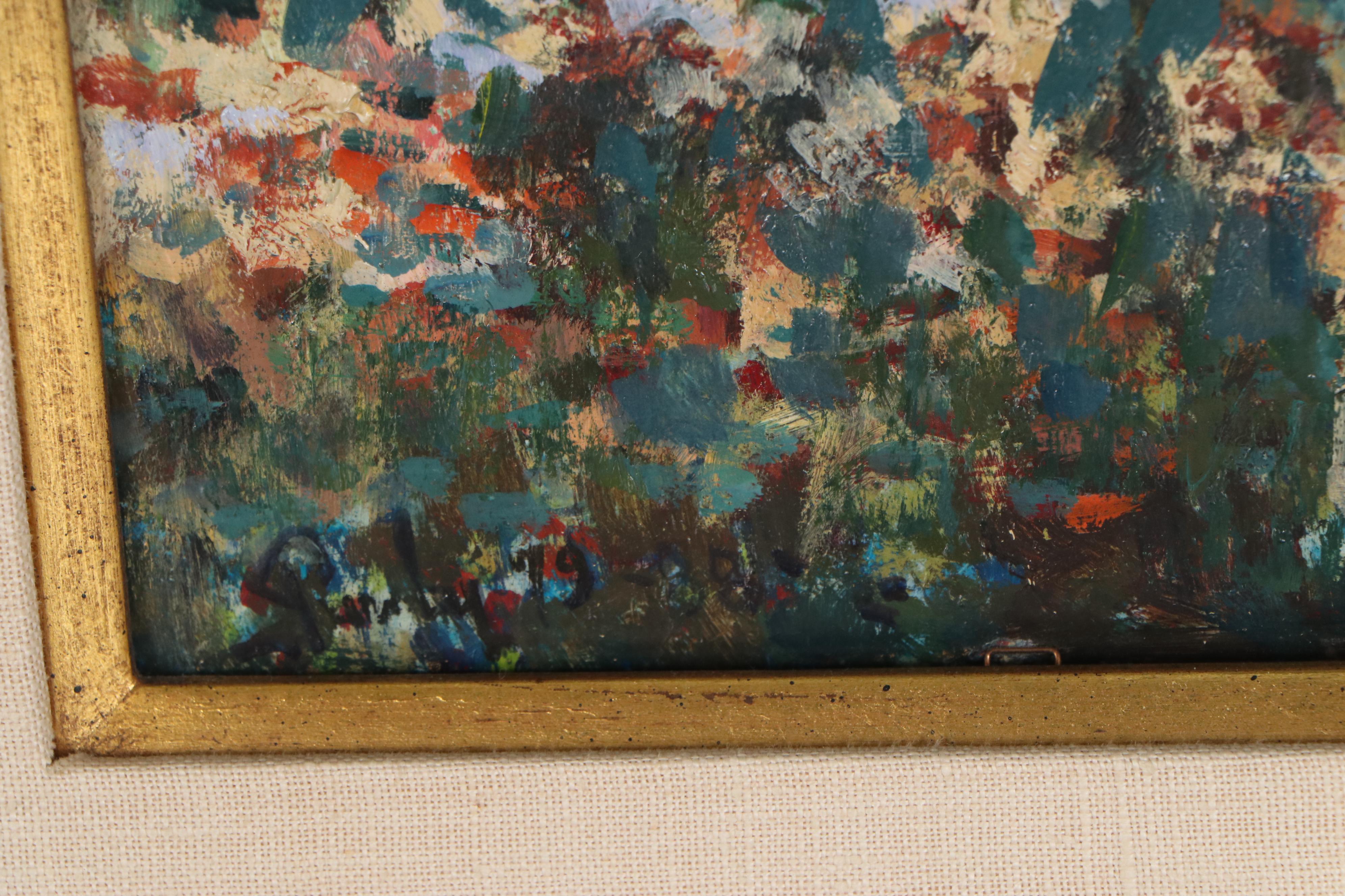 Donald Purdy Impressionist Style Oil Painting of Woman in Greenhouse | EBTH