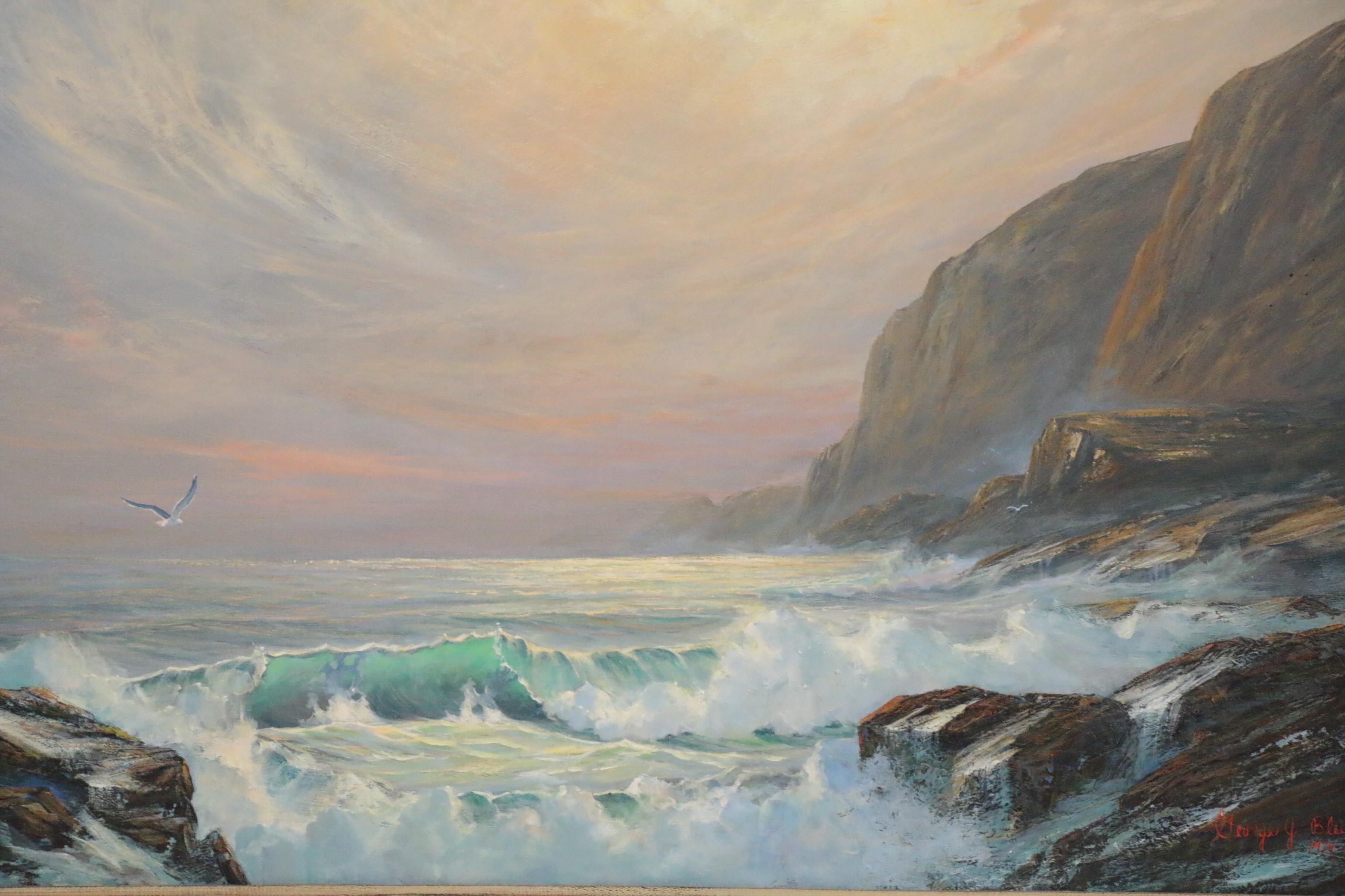 George J. Bleich Oil Painting of Crashing Waves, 1974 | EBTH