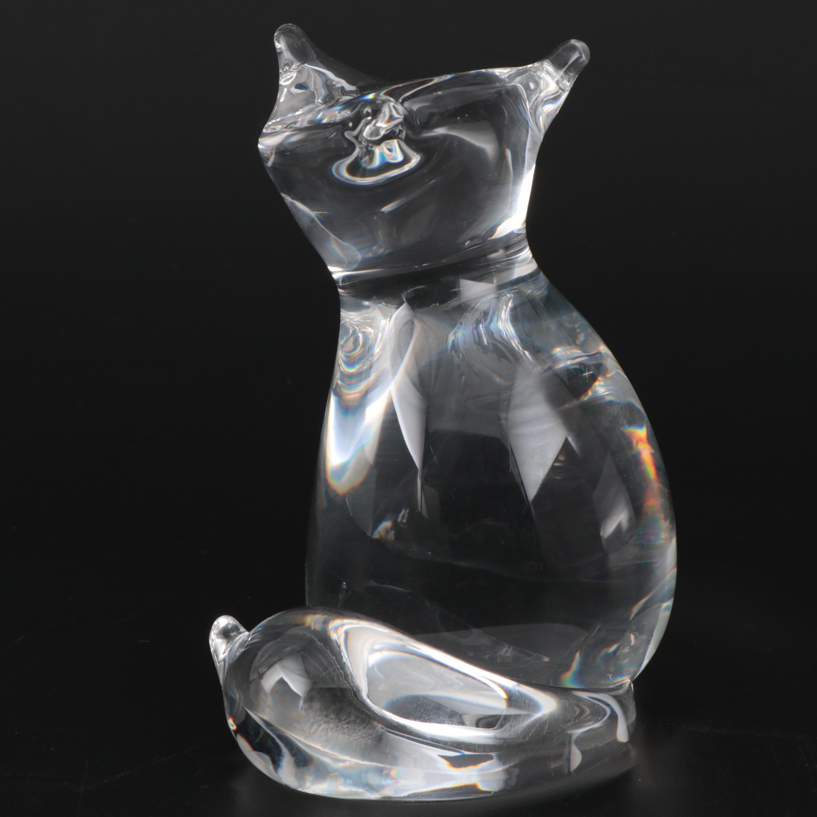 Steuben Art Glass "Fox" Figurine Designed by Lloyd Atkins, Late 20th ...