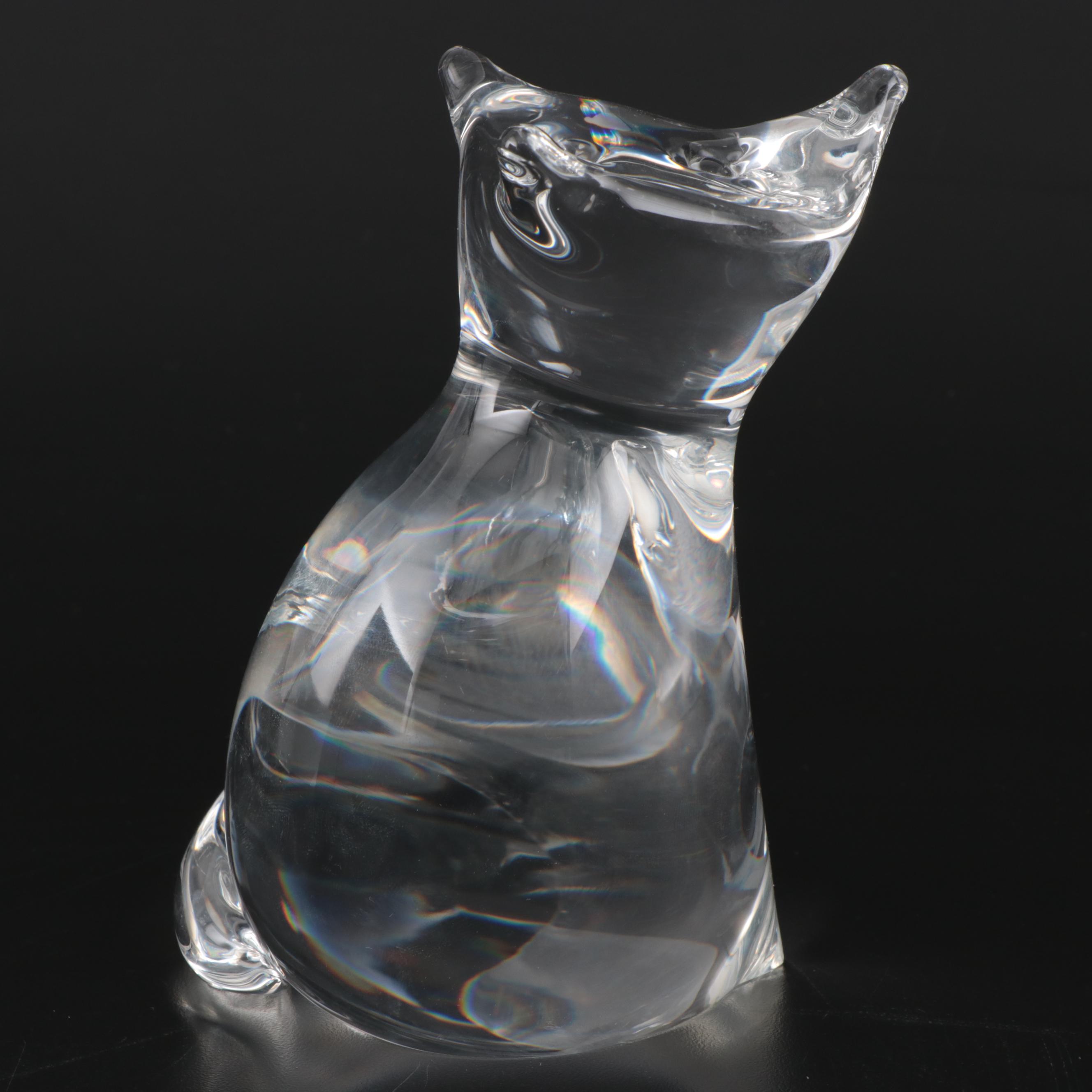 Steuben Art Glass "Fox" Figurine Designed by Lloyd Atkins, Late 20th ...