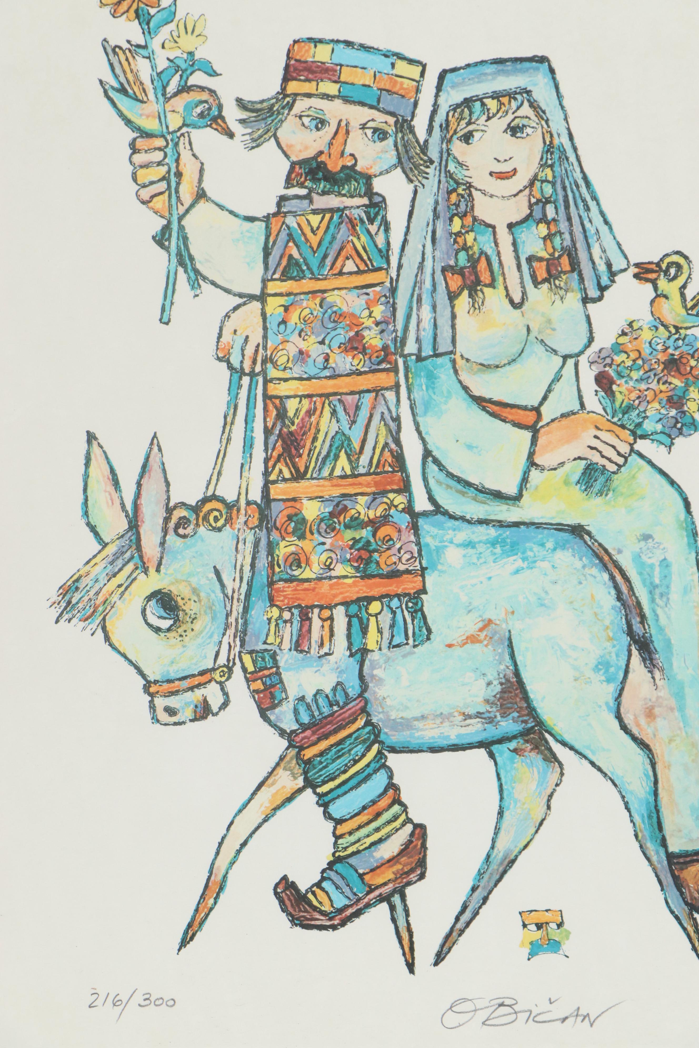 Jovan Obican Lithograph "Celebration," Mid-20th Century | EBTH