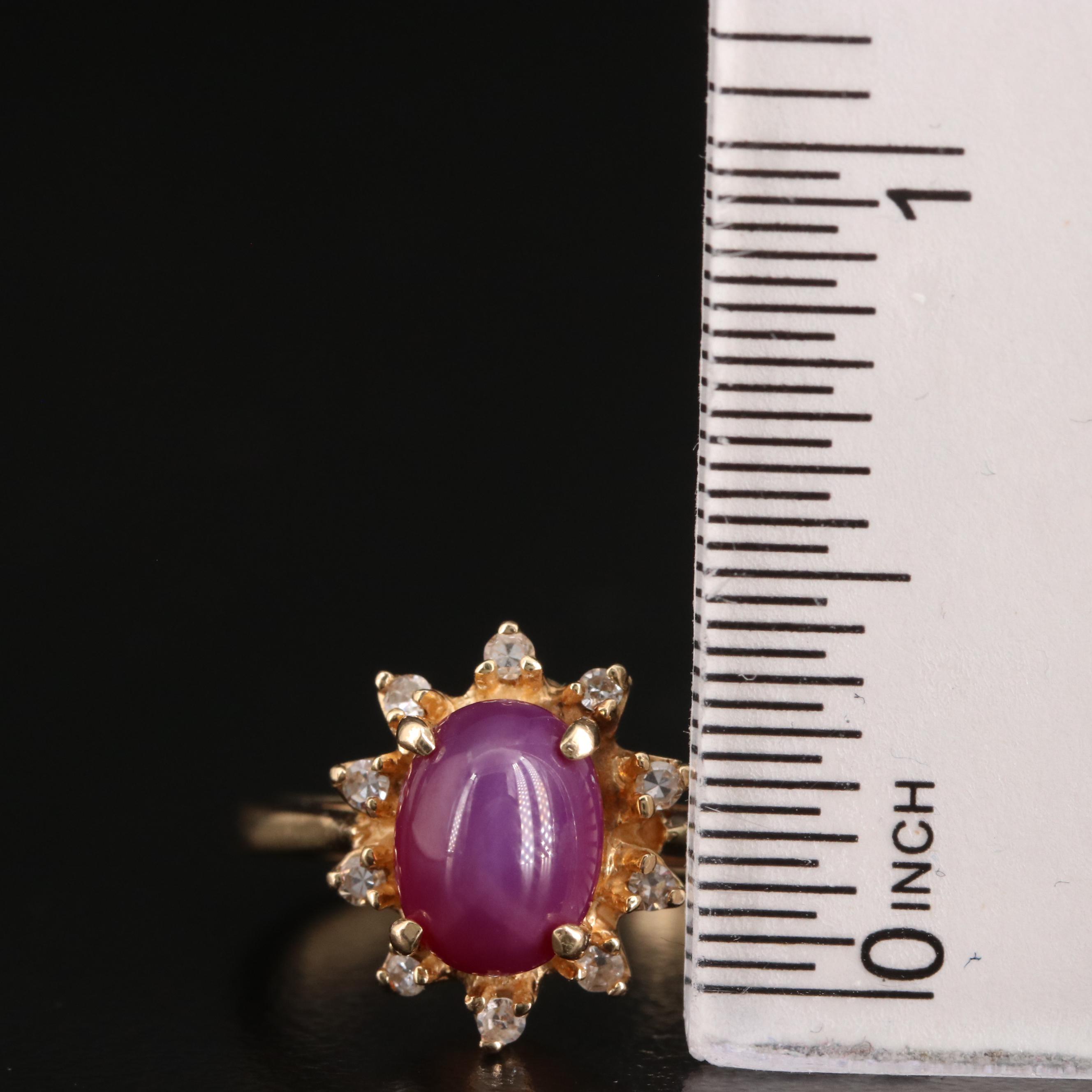 Vintage 14K Linde Star Sapphire Ring with Diamond Halo | EBTH