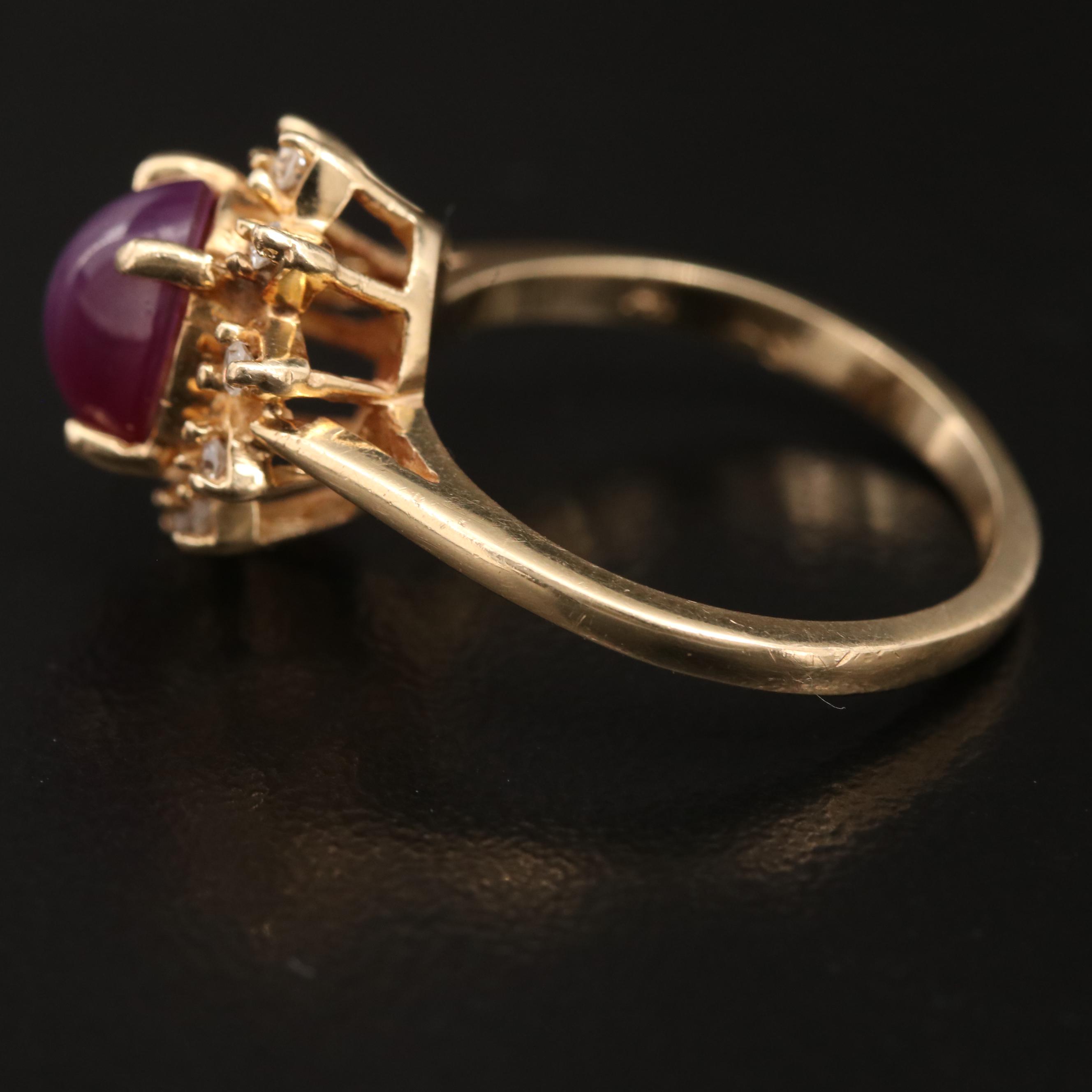 Vintage 14K Linde Star Sapphire Ring with Diamond Halo | EBTH