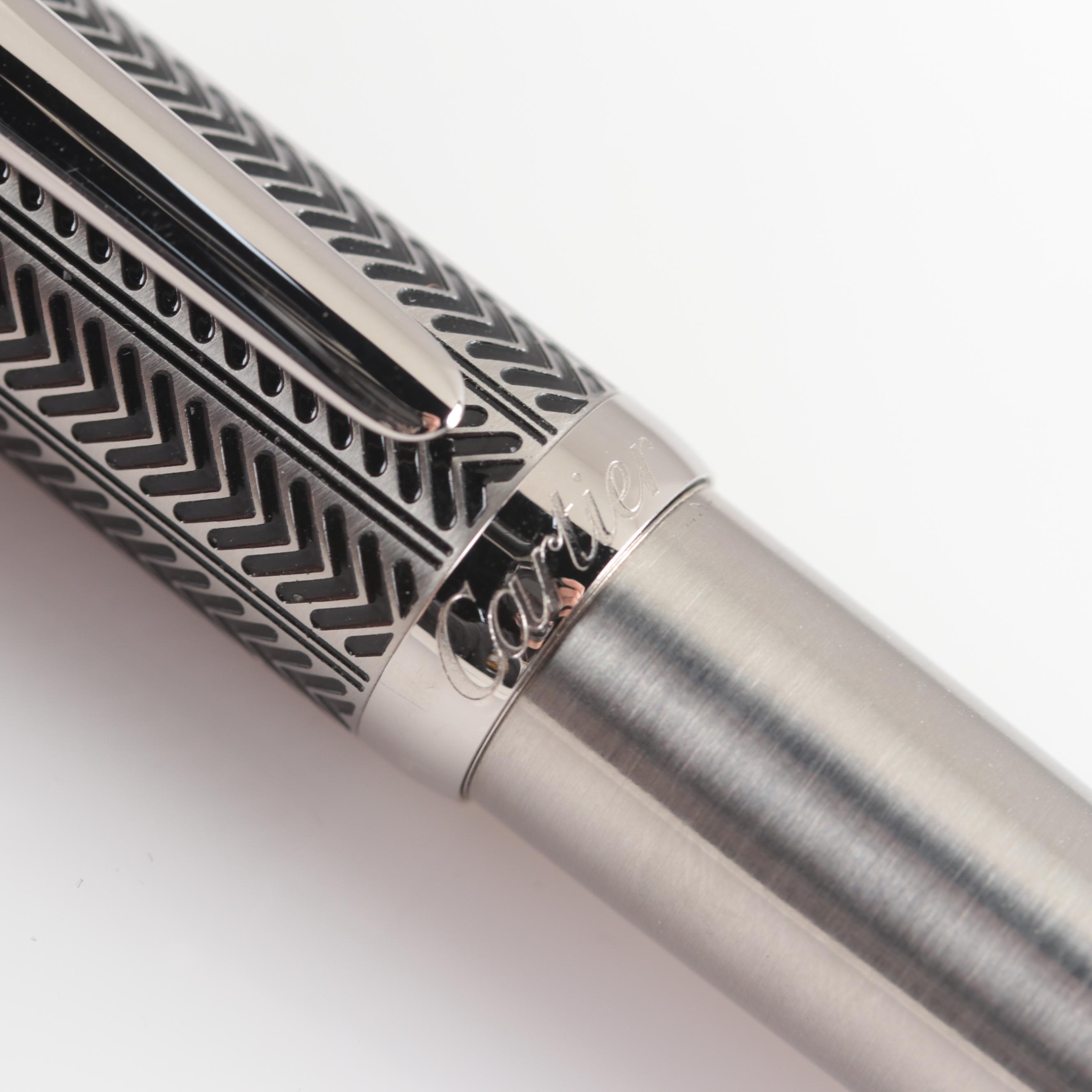 Cartier "Roadster Sport" Brushed Stainless Ballpoint Pen in Original ...