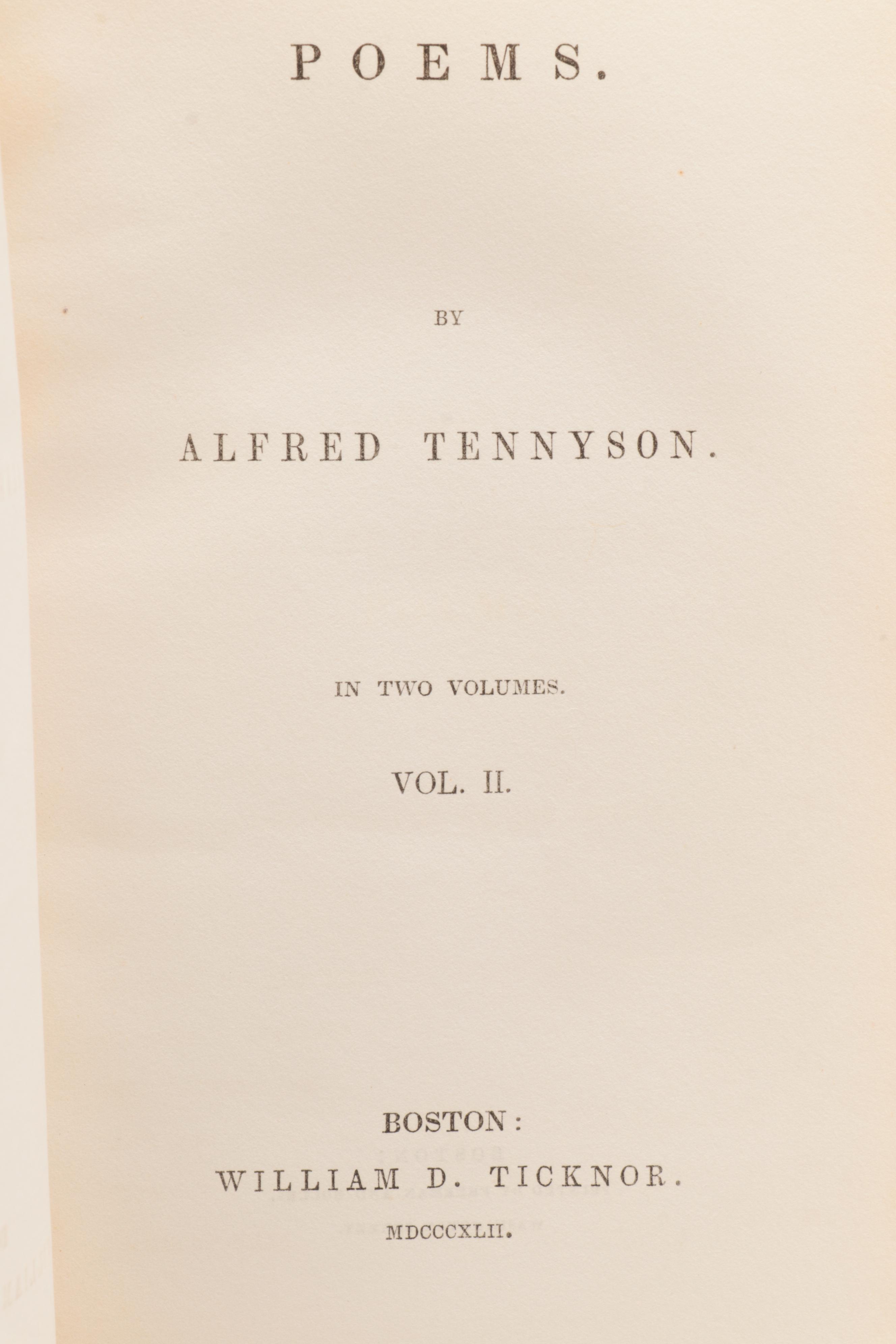 "Poems by Alfred Tennyson," 2 vols., 1842 | EBTH