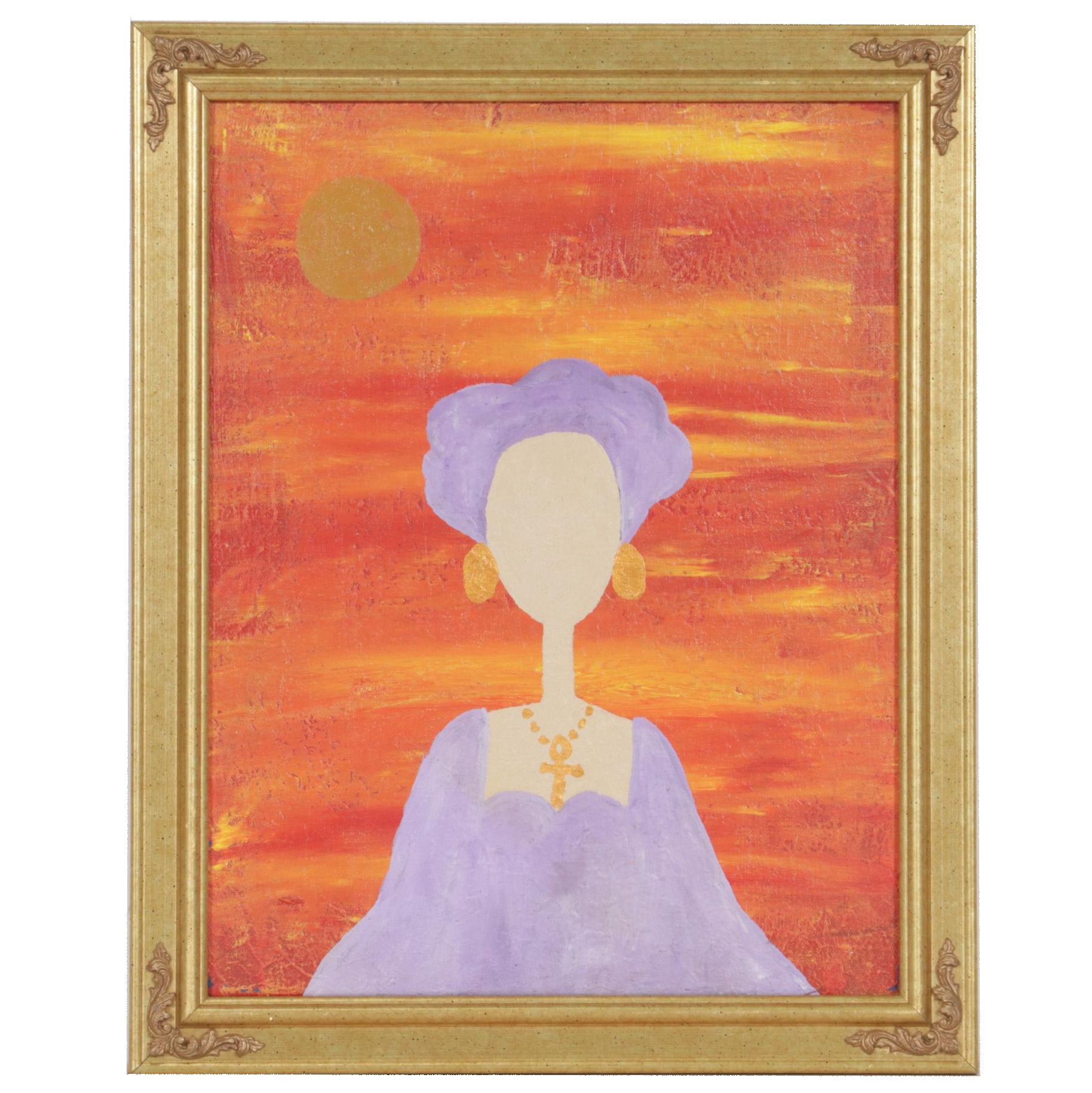 Amir Rashid Portrait Oil Painting of Woman with Ankh | EBTH