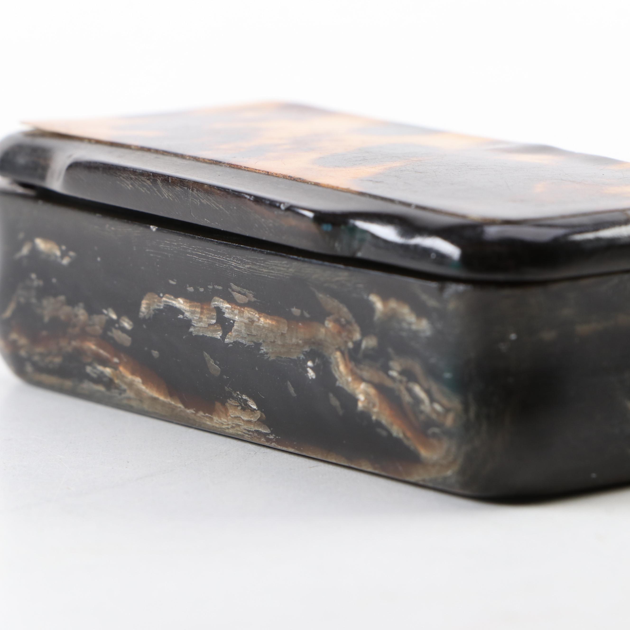 Carved Horn and Tortoiseshell Snuff Box, 19th Century | EBTH