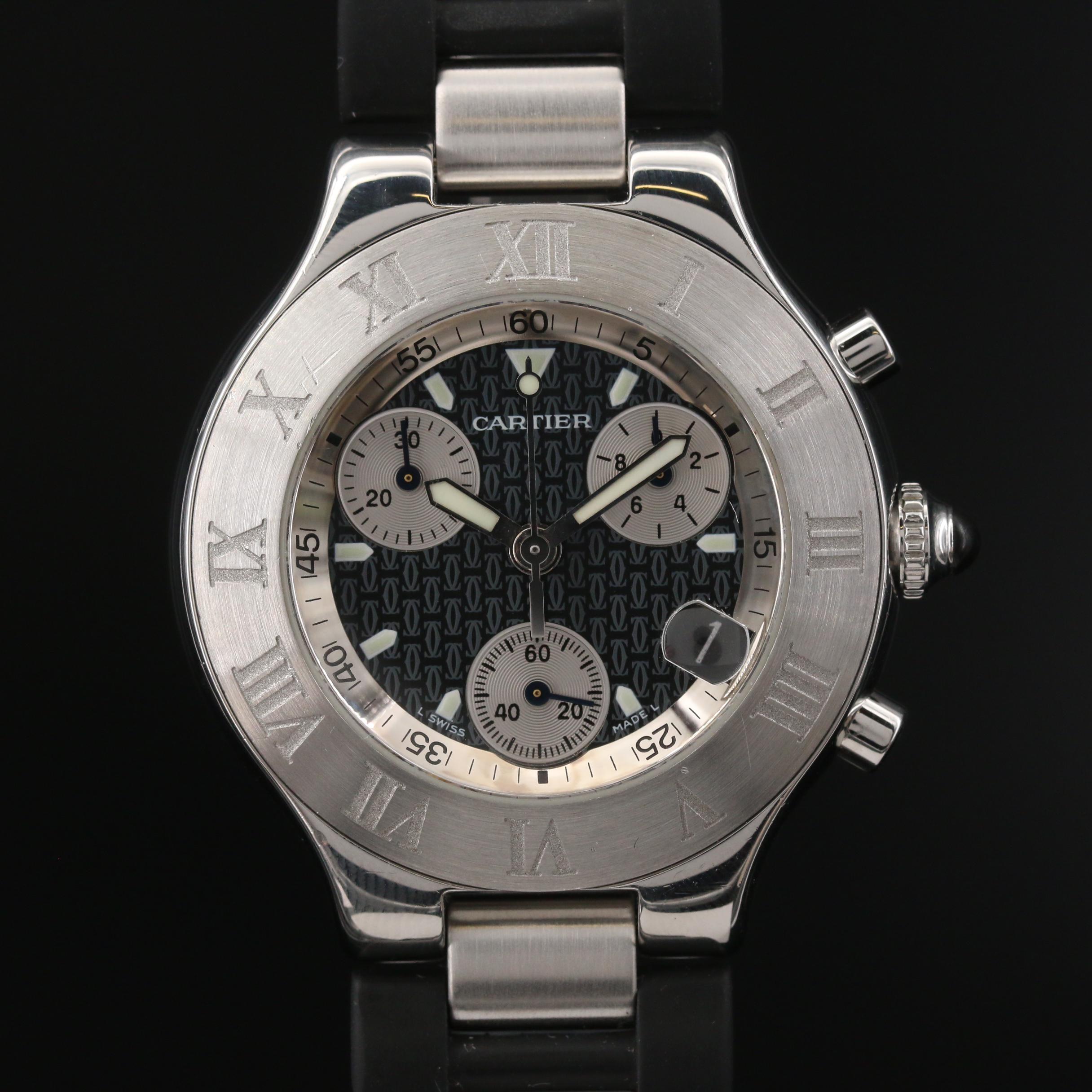 Cartier "21 Chronoscaph" Stainless Steel Quartz Wristwatch | EBTH