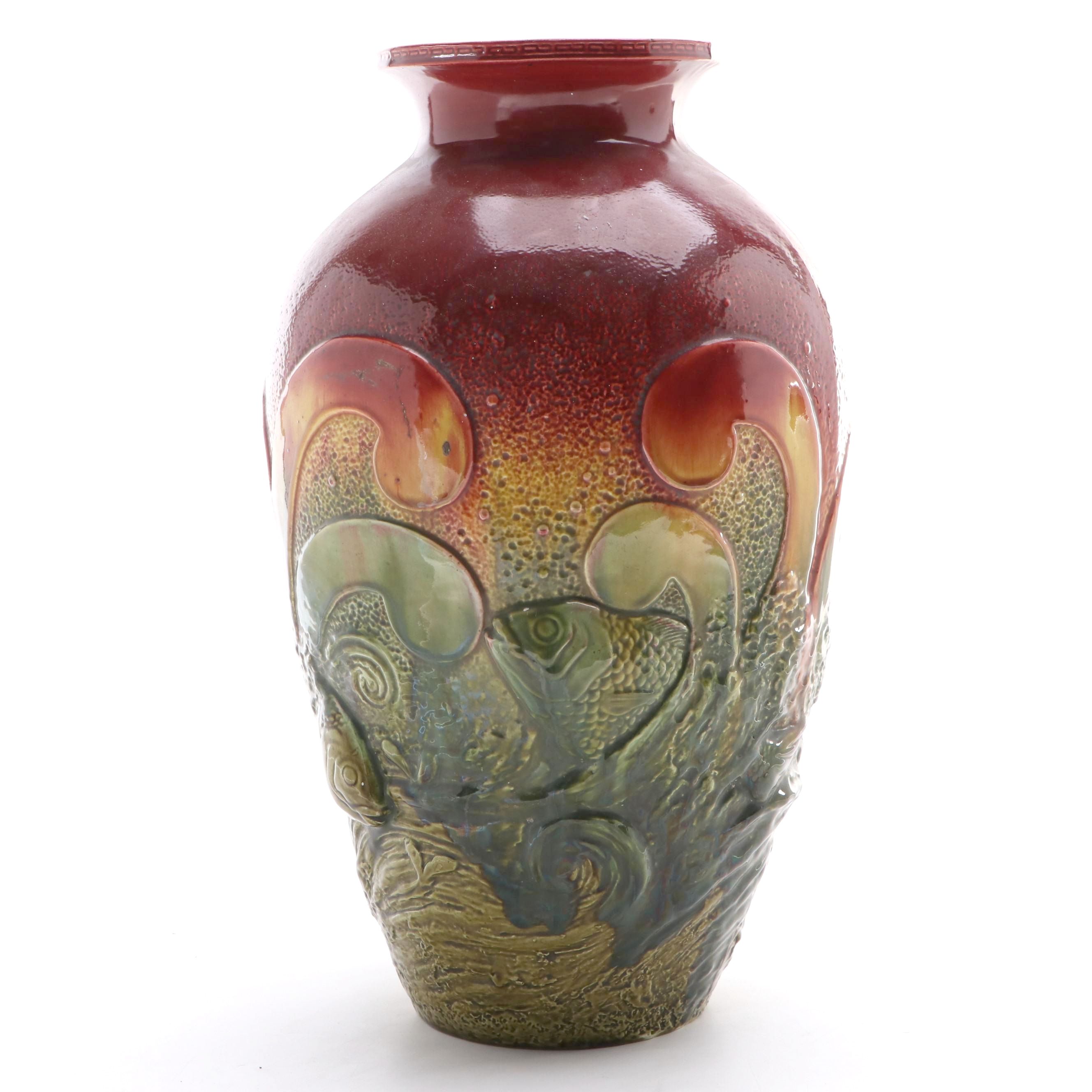 Bretby Pottery Fish and Waves Vase, Late 19th Century | EBTH
