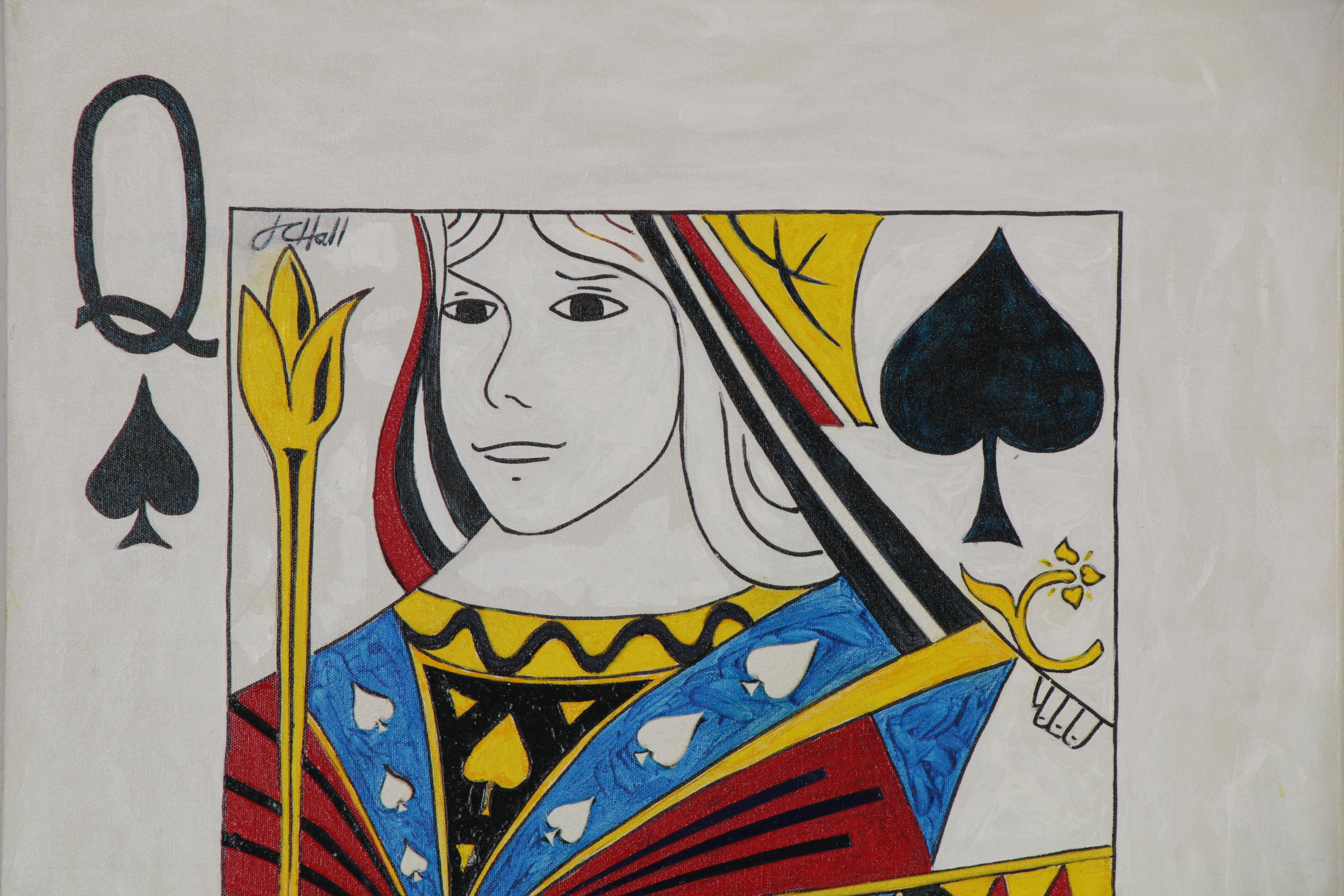 J.C. Hall Mixed Media Painting of Queen of Spades | EBTH