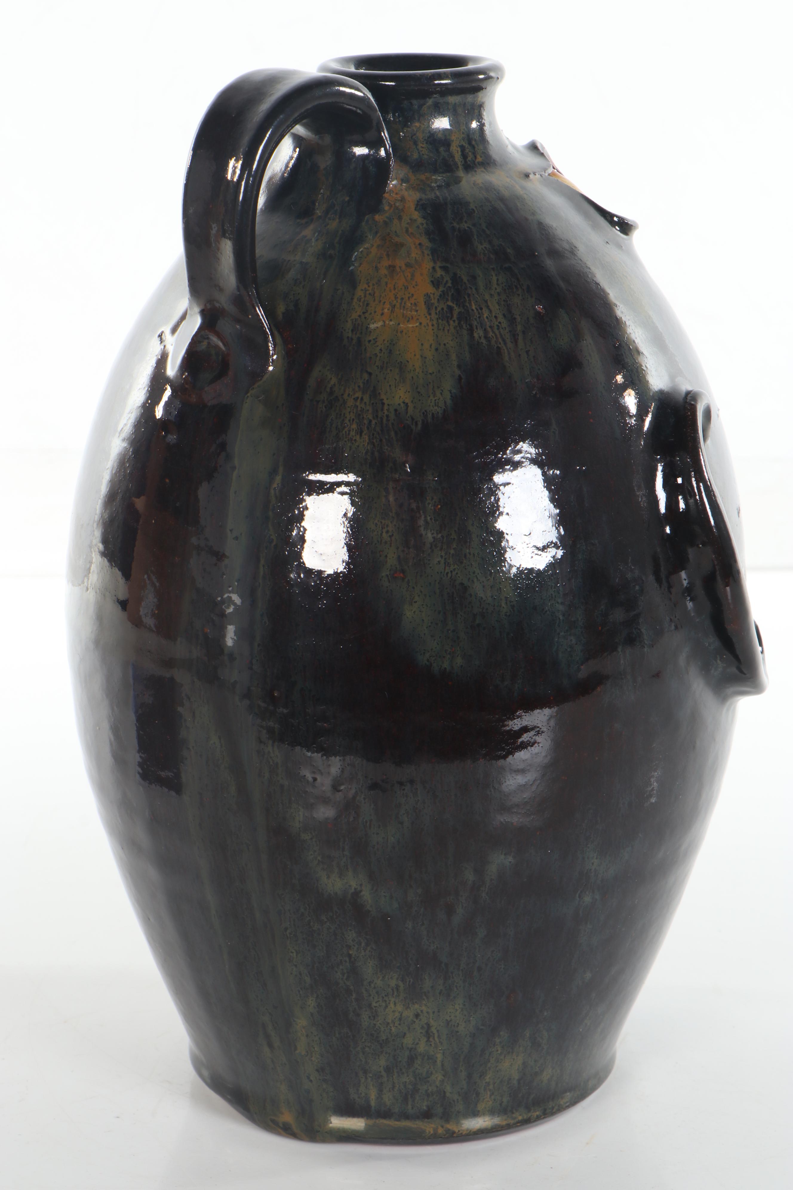 Roger Corn Folk Art Ceramic Face Jug, 2002 | EBTH