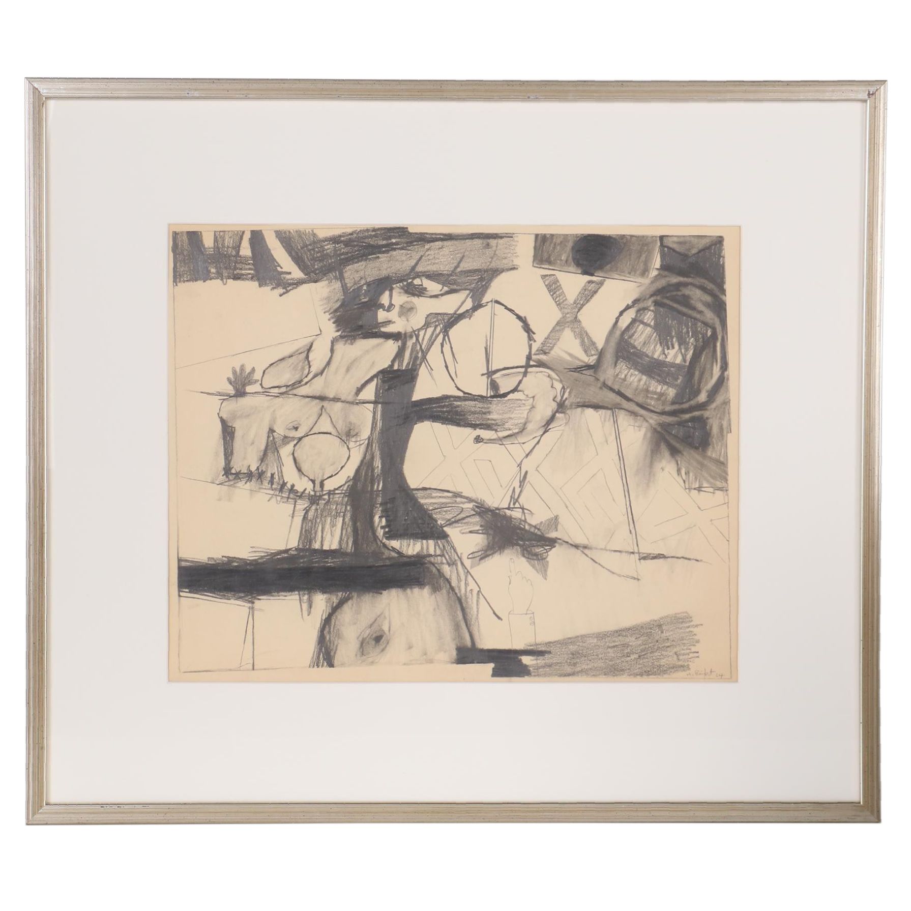 Harold Bright Abstract Graphite Drawing, 1964 | EBTH