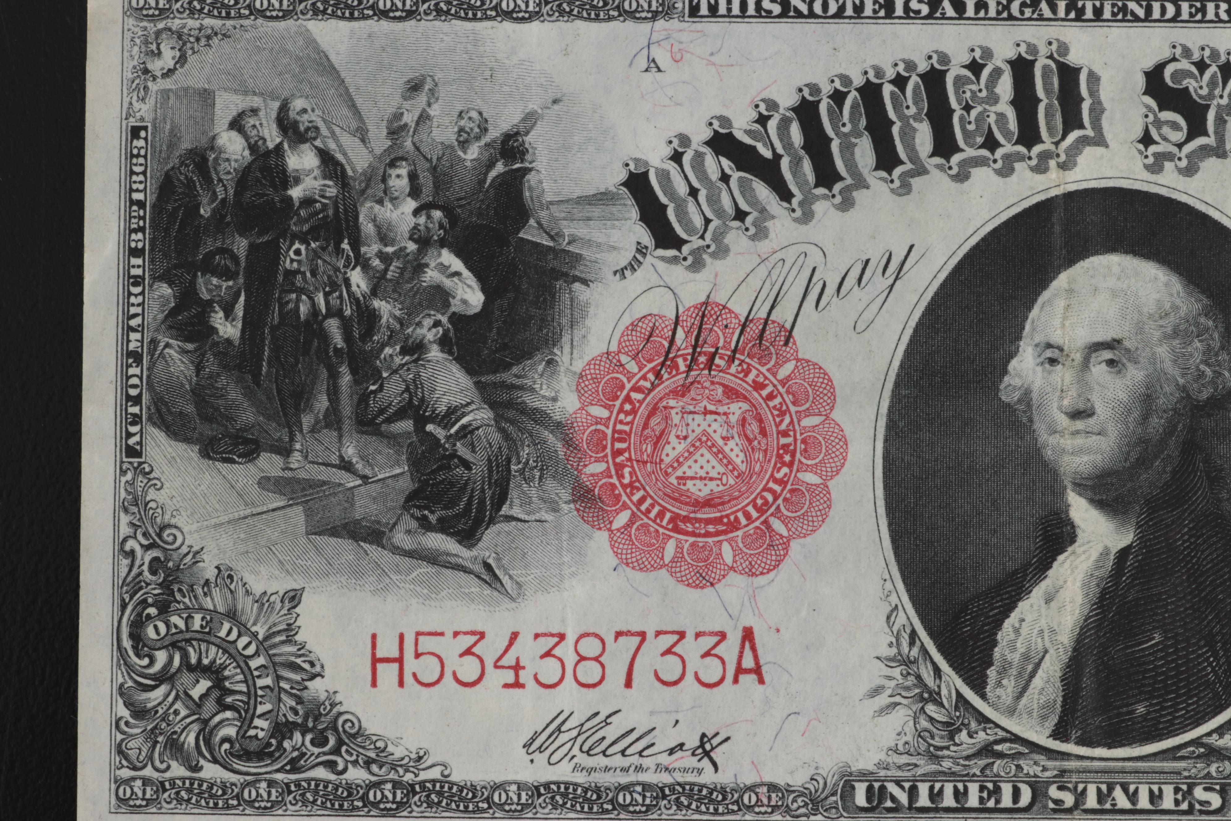 Large Format Series of 1917 $1 Red Seal Legal Tender Note | EBTH