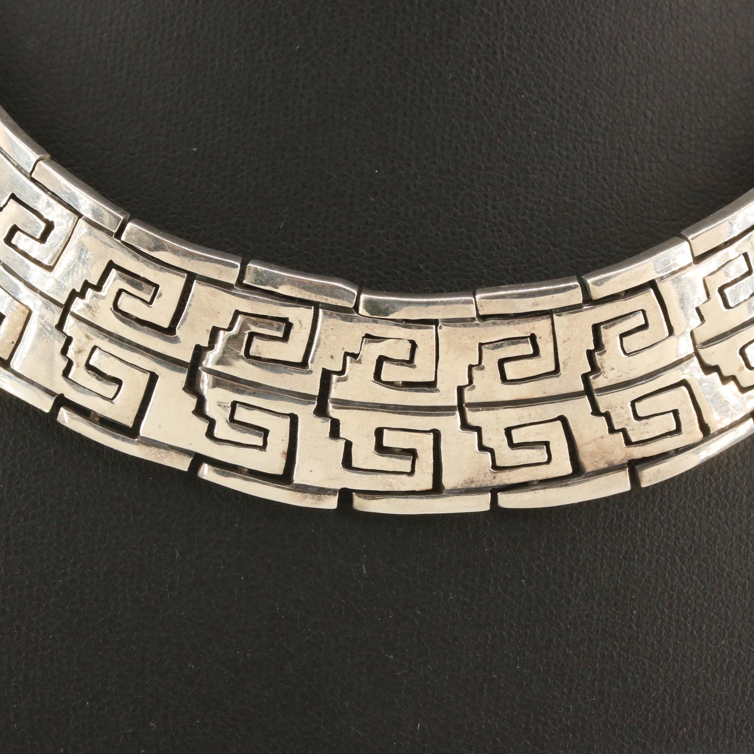 Pioquinto Jaimez Hernández Sterling Step Fret Patterned Collar | EBTH