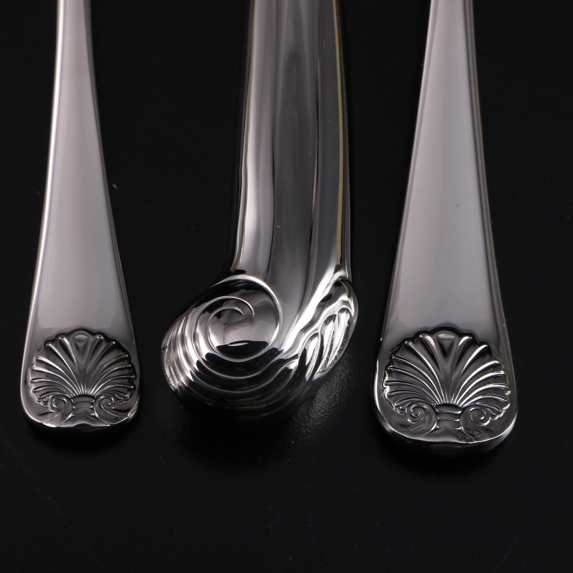 Kirk-Stieff "Williamsburg Royal Shell" 18/8 Stainless Steel Flatware | EBTH