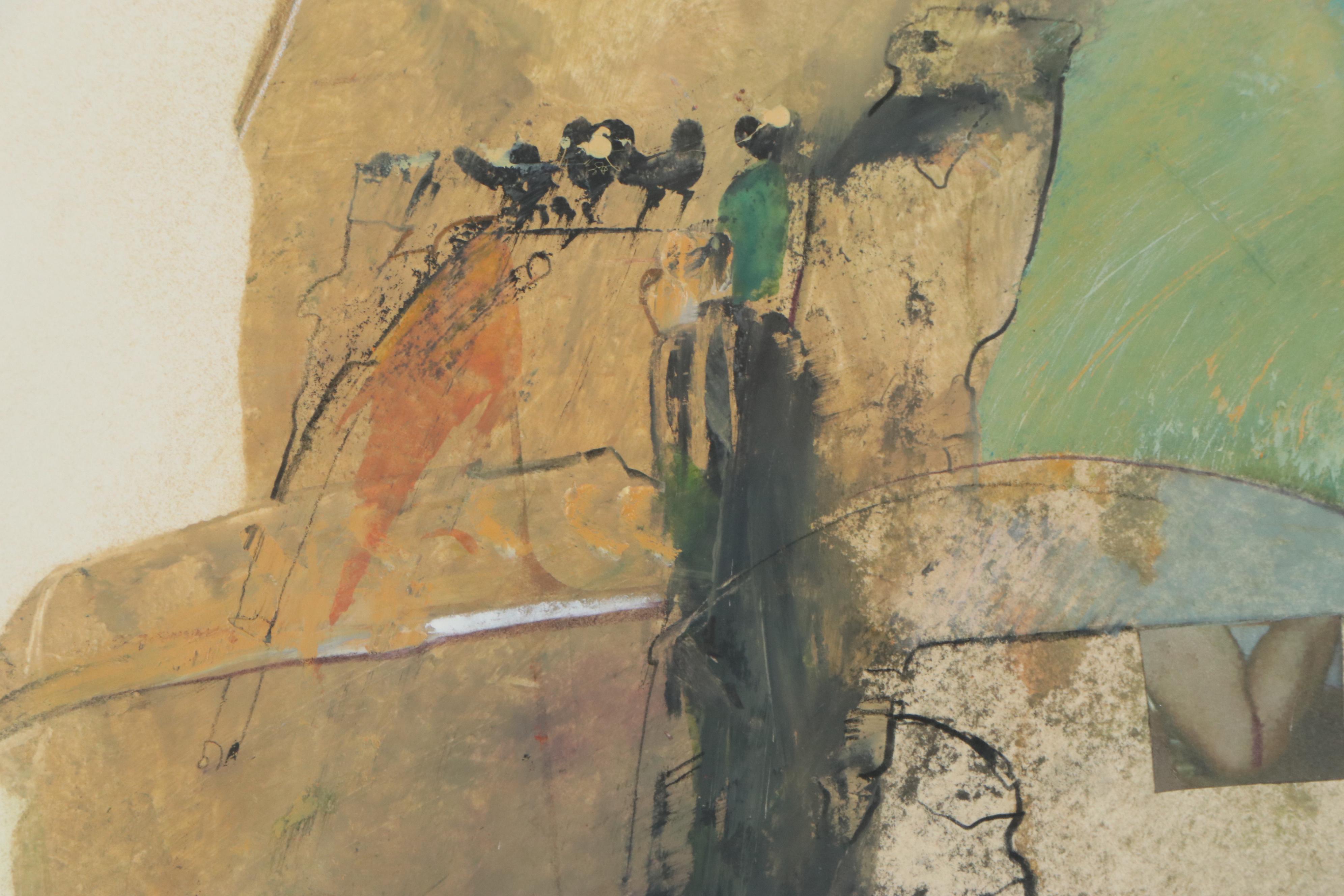 W. Scott Wilson Abstract Watercolor Painting with Paper Collage | EBTH