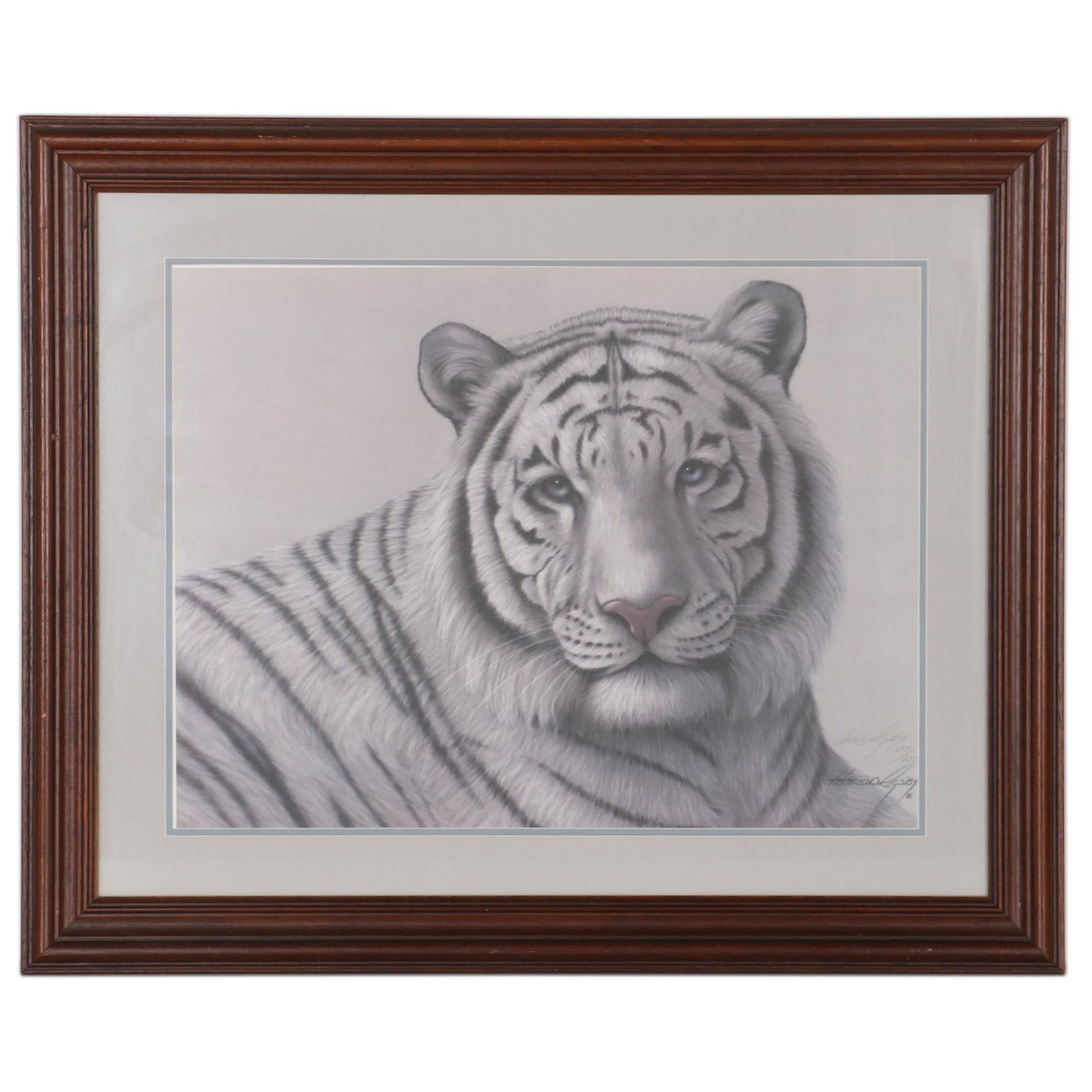 Harold Rigsby Offset Lithograph "White Bengal Tiger," Late 20th Century ...