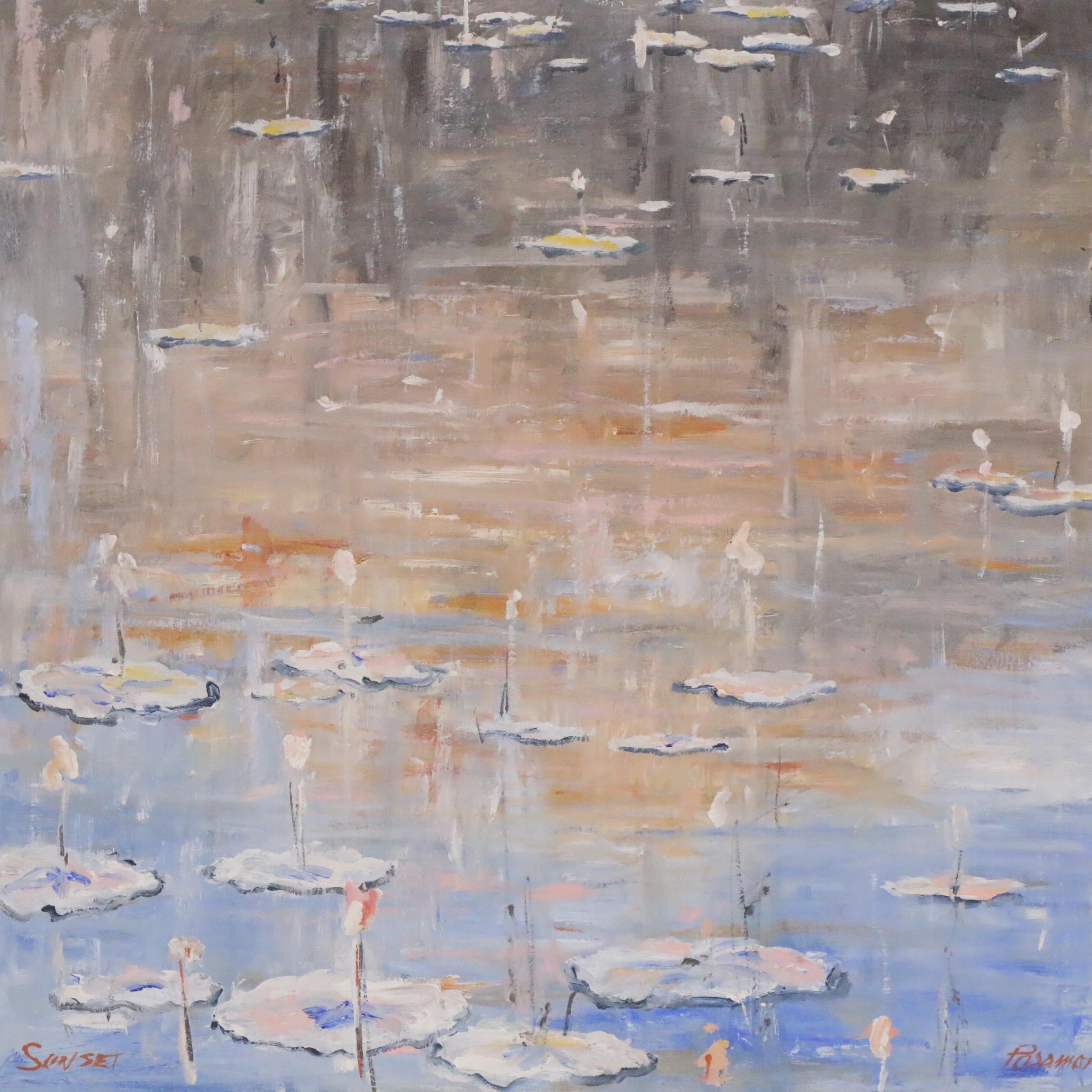 Colin Passmore Acrylic Waterscape Painting "Sunset," 1987 | EBTH