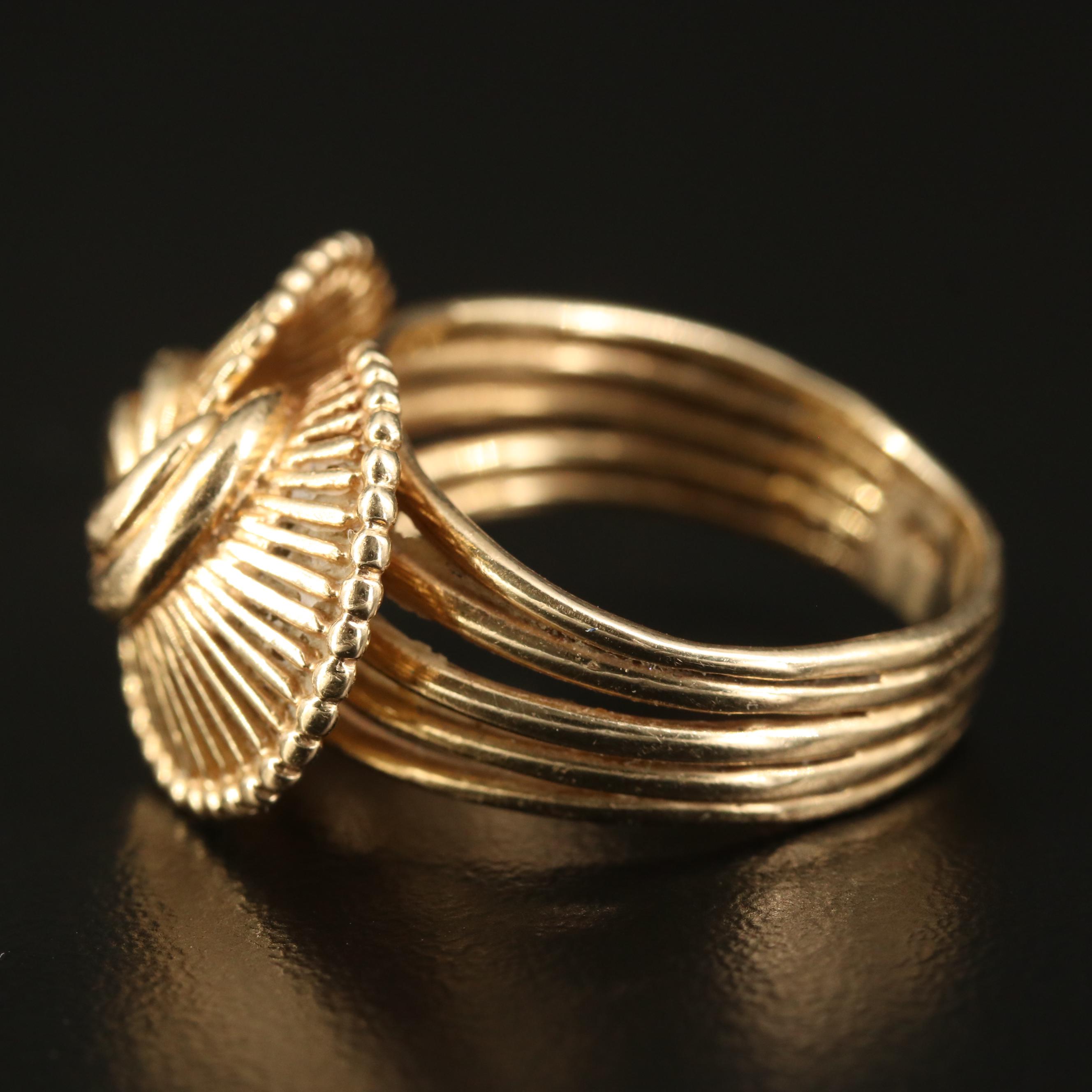 14K Interlocking Concentric Fan Ring with Openwork Details | EBTH