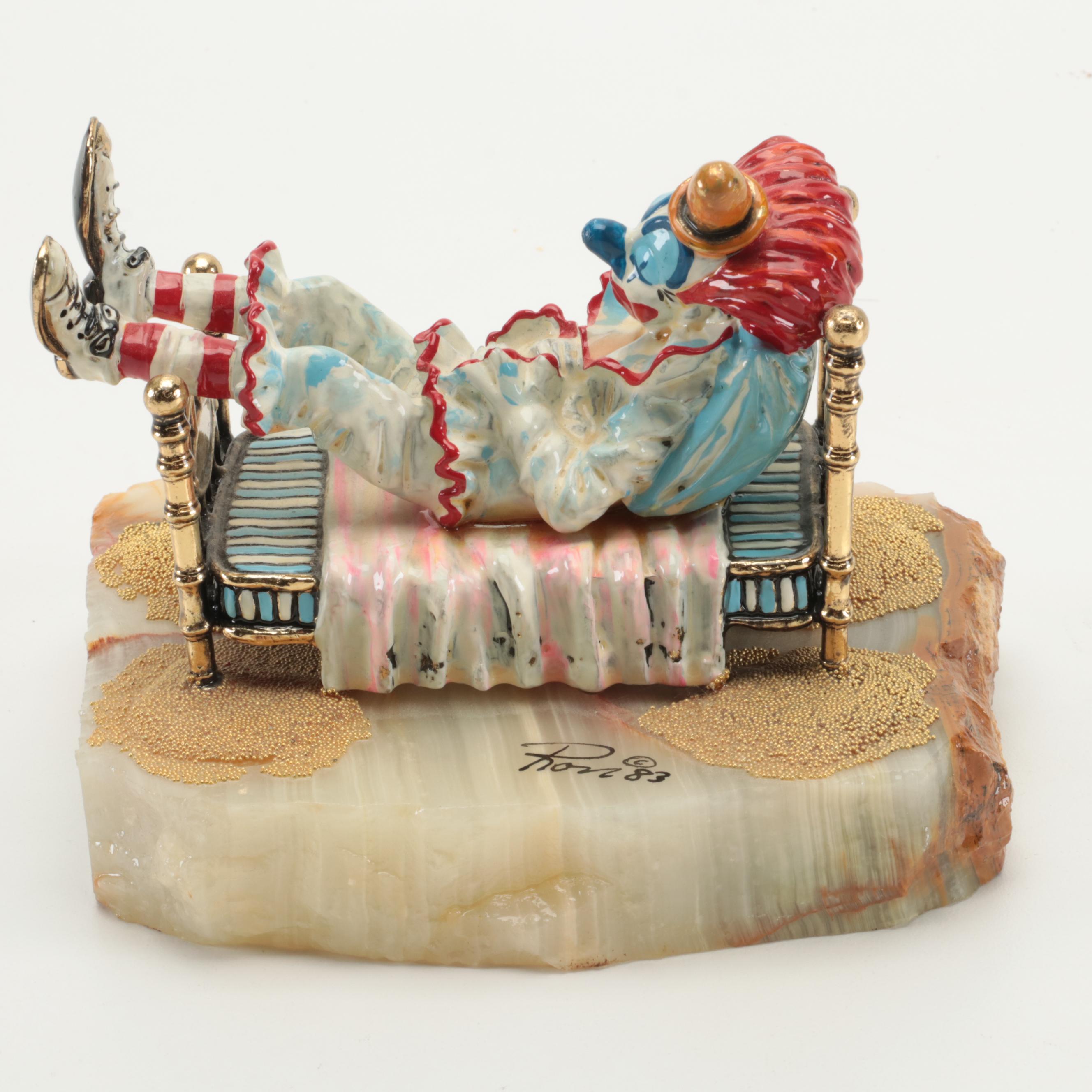 Ron Lee Enameled Metal Clown Sculpture, 1983 | EBTH