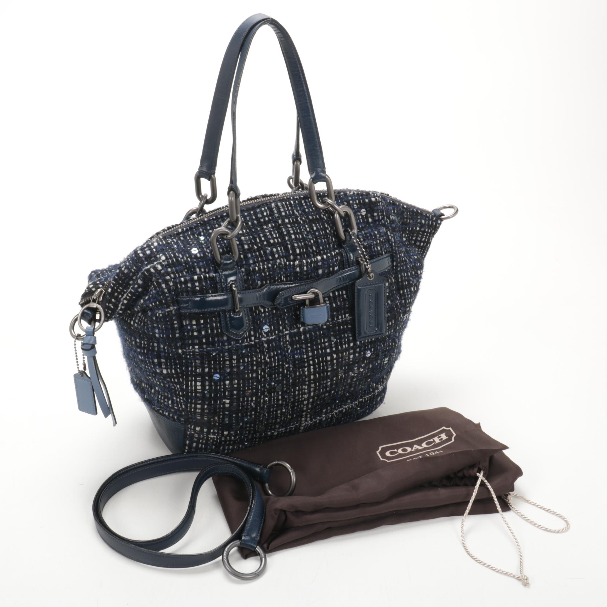 Coach Chelsea Emerson Satchel in Blue Bouclé and Leather | EBTH