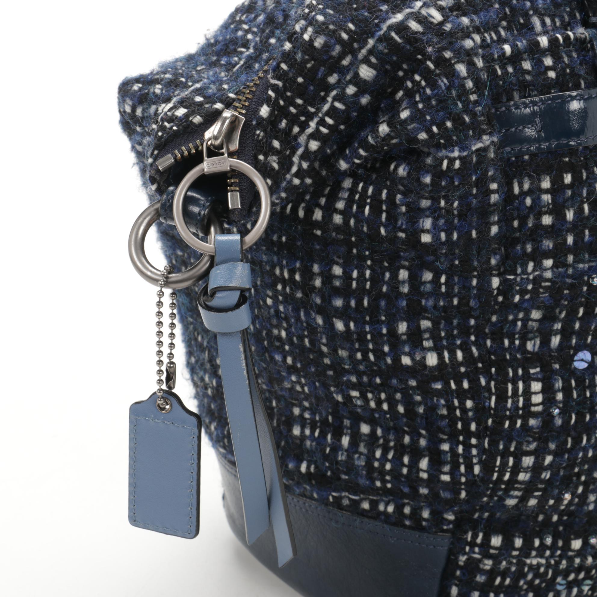 Coach Chelsea Emerson Satchel in Blue Bouclé and Leather | EBTH