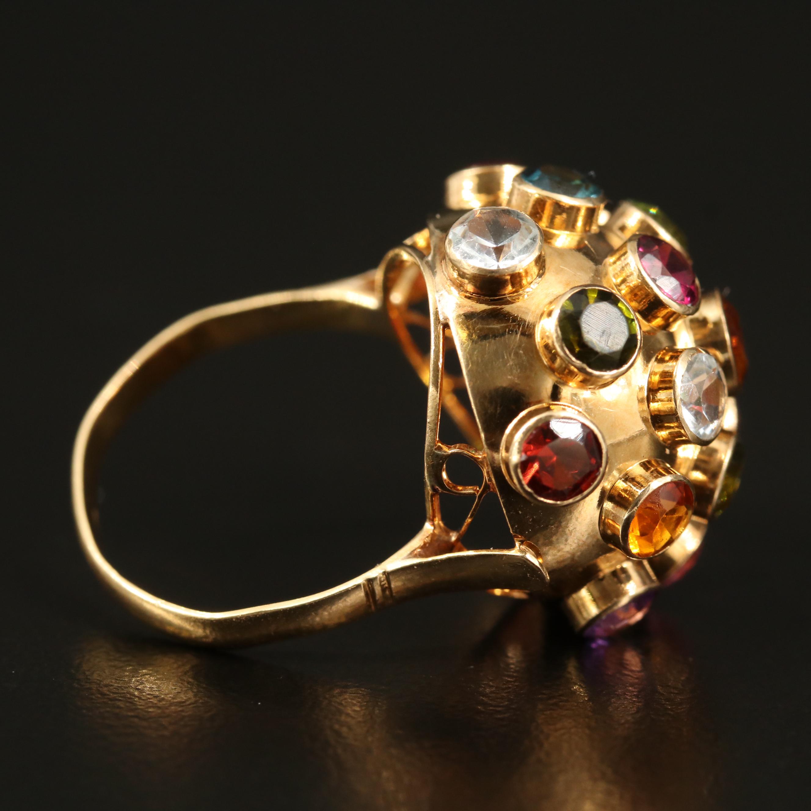 18K Sputnik Ring with Mixed Gemstones | EBTH