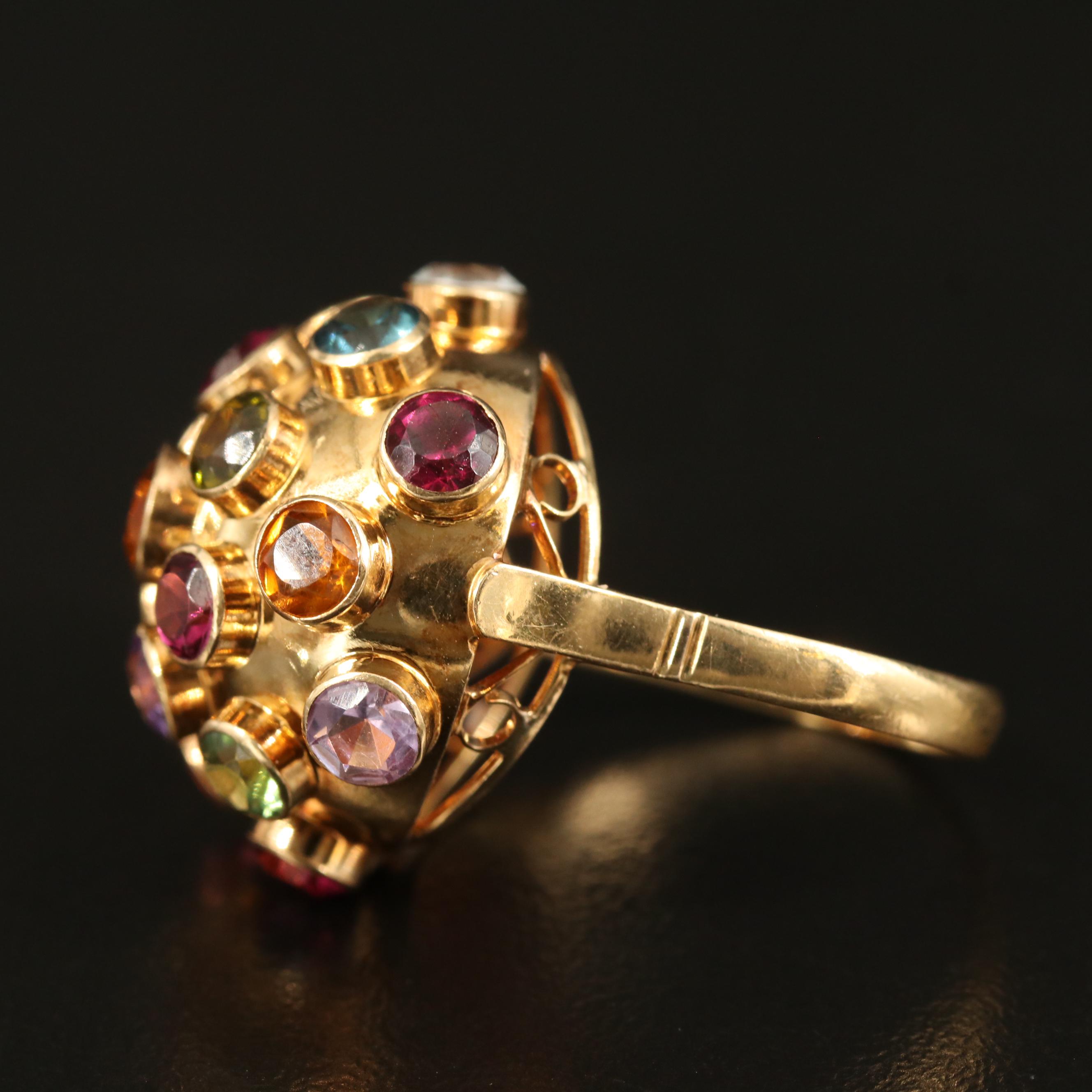 18K Sputnik Ring with Mixed Gemstones | EBTH