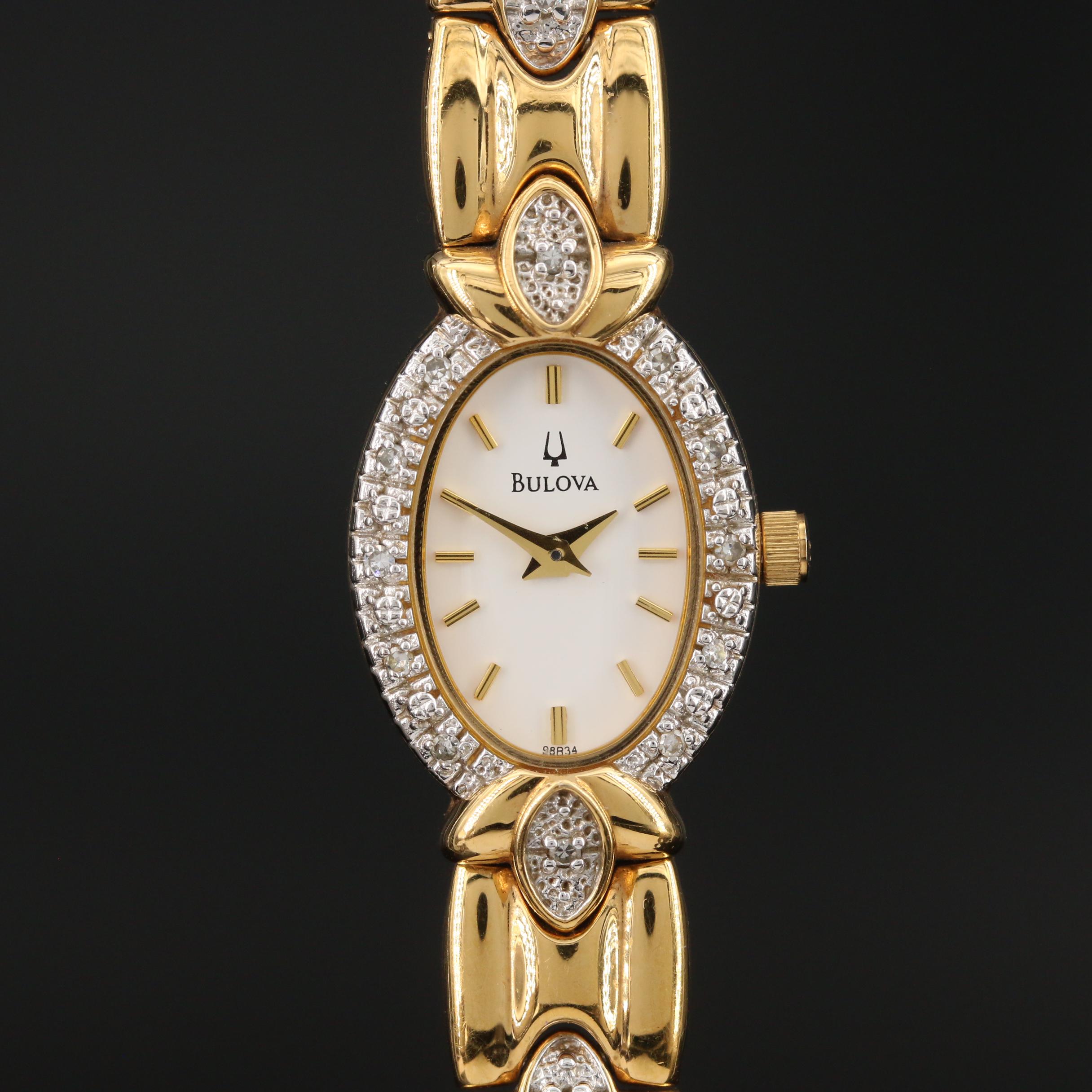 Bulova "Diamond Collection" Gold Tone Quartz Wristwatch | EBTH