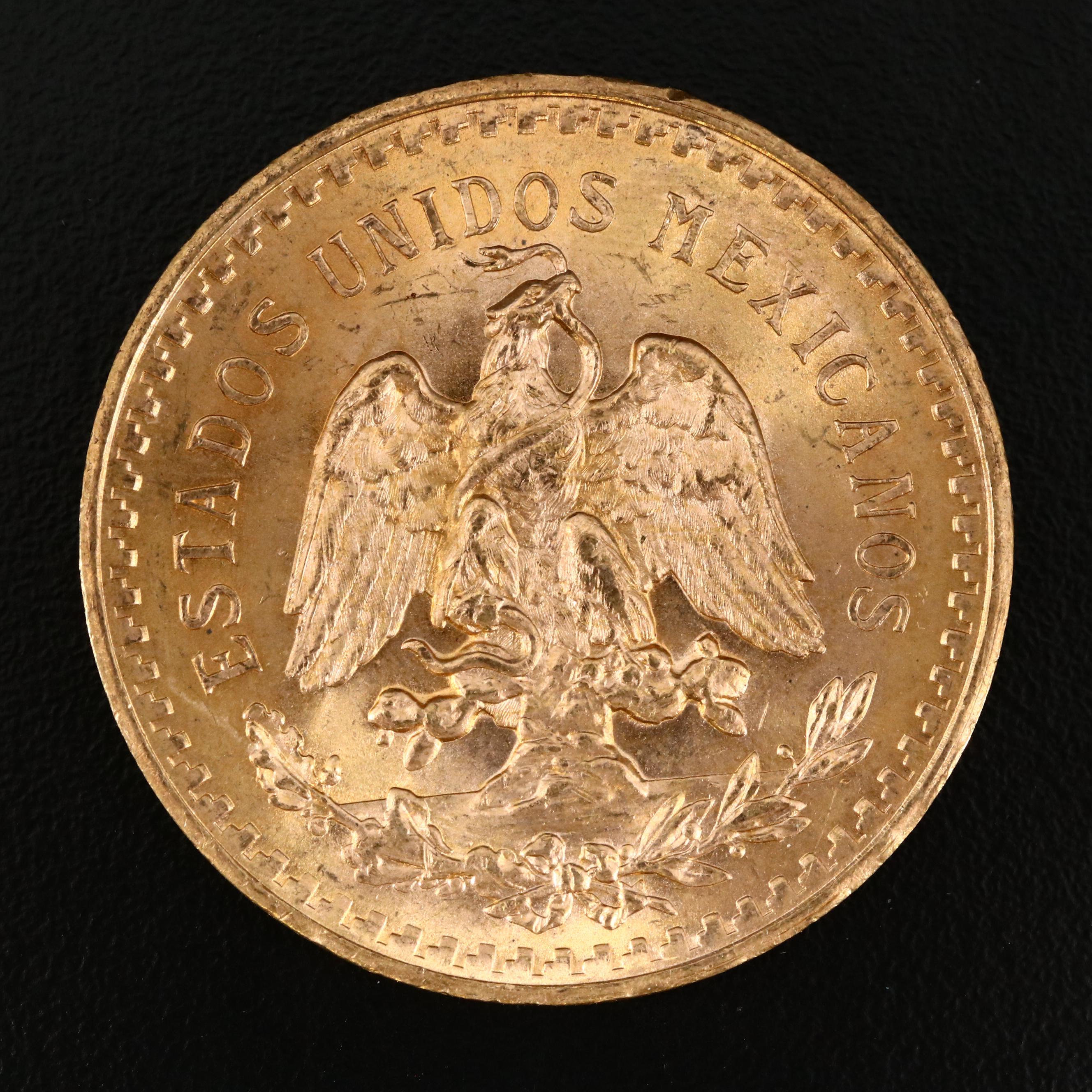 1945 Gold Mexican Centenario 50 Peso Coin | EBTH