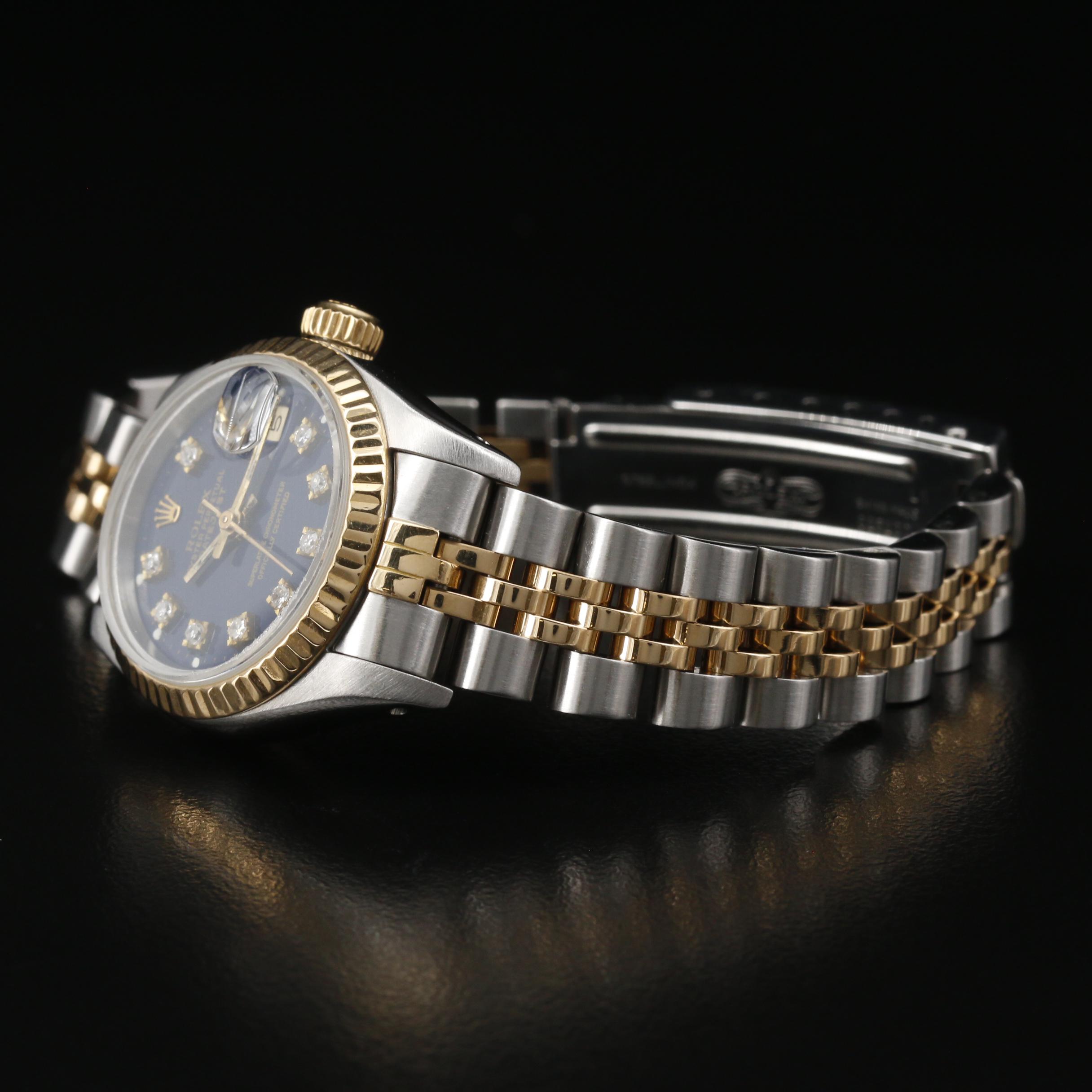 1987 Rolex "Datejust" 18K Yellow Gold and Stainless Steel Diamond ...