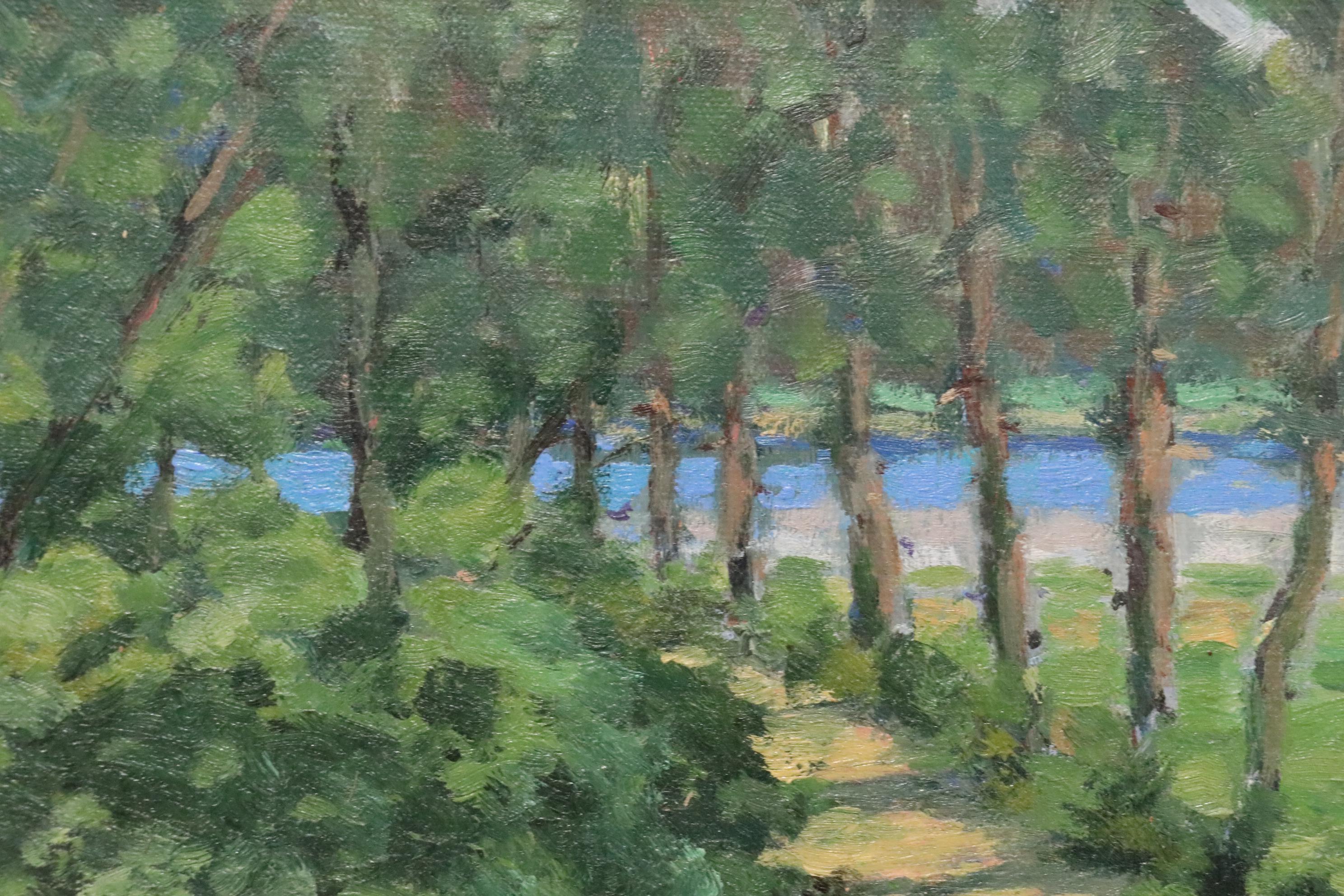 Franklin Edward Morris Backyard Landscape Oil Painting, 1989 | EBTH