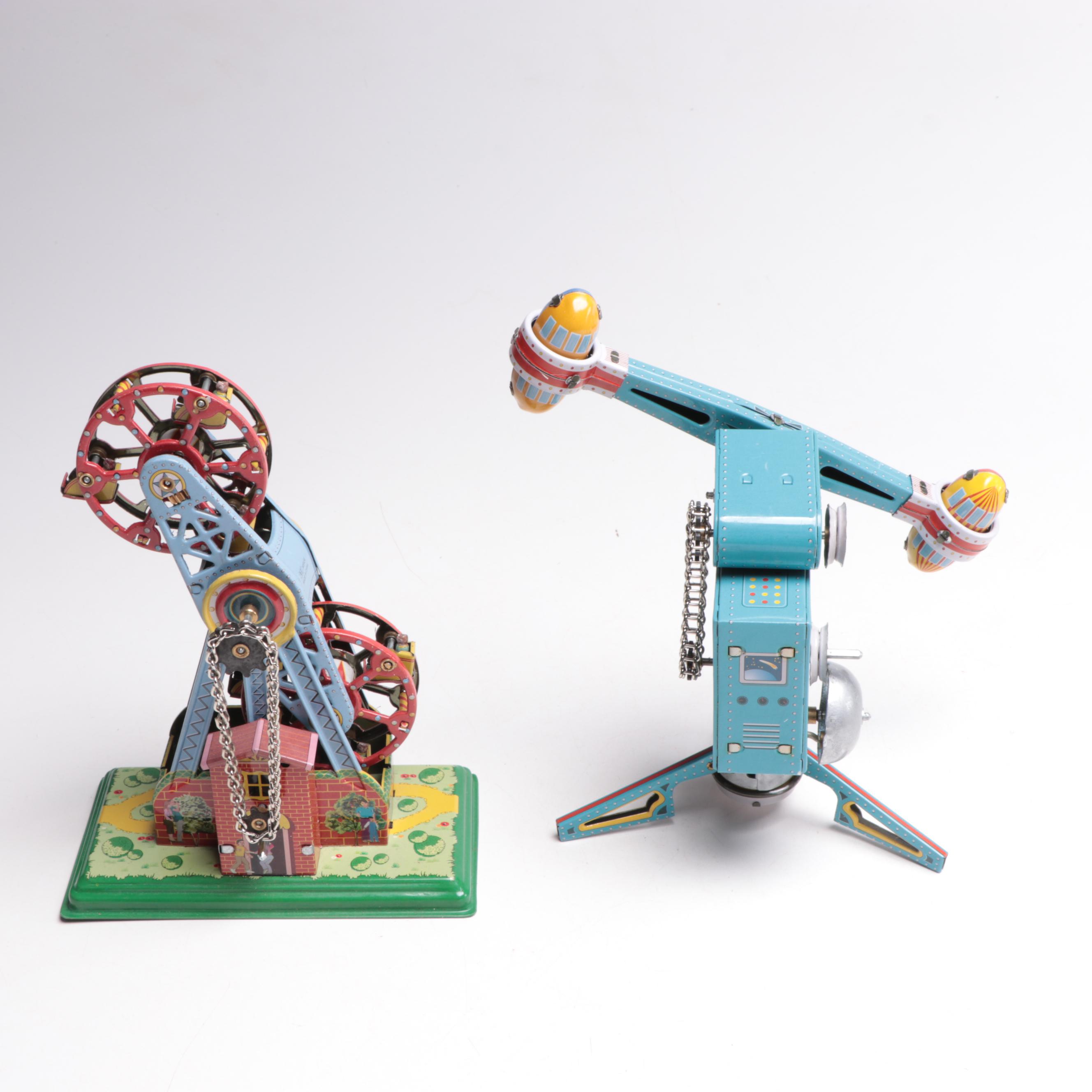 Schylling "Rocket Ride Carousel" and Other Carnival Ride Tin Toys | EBTH