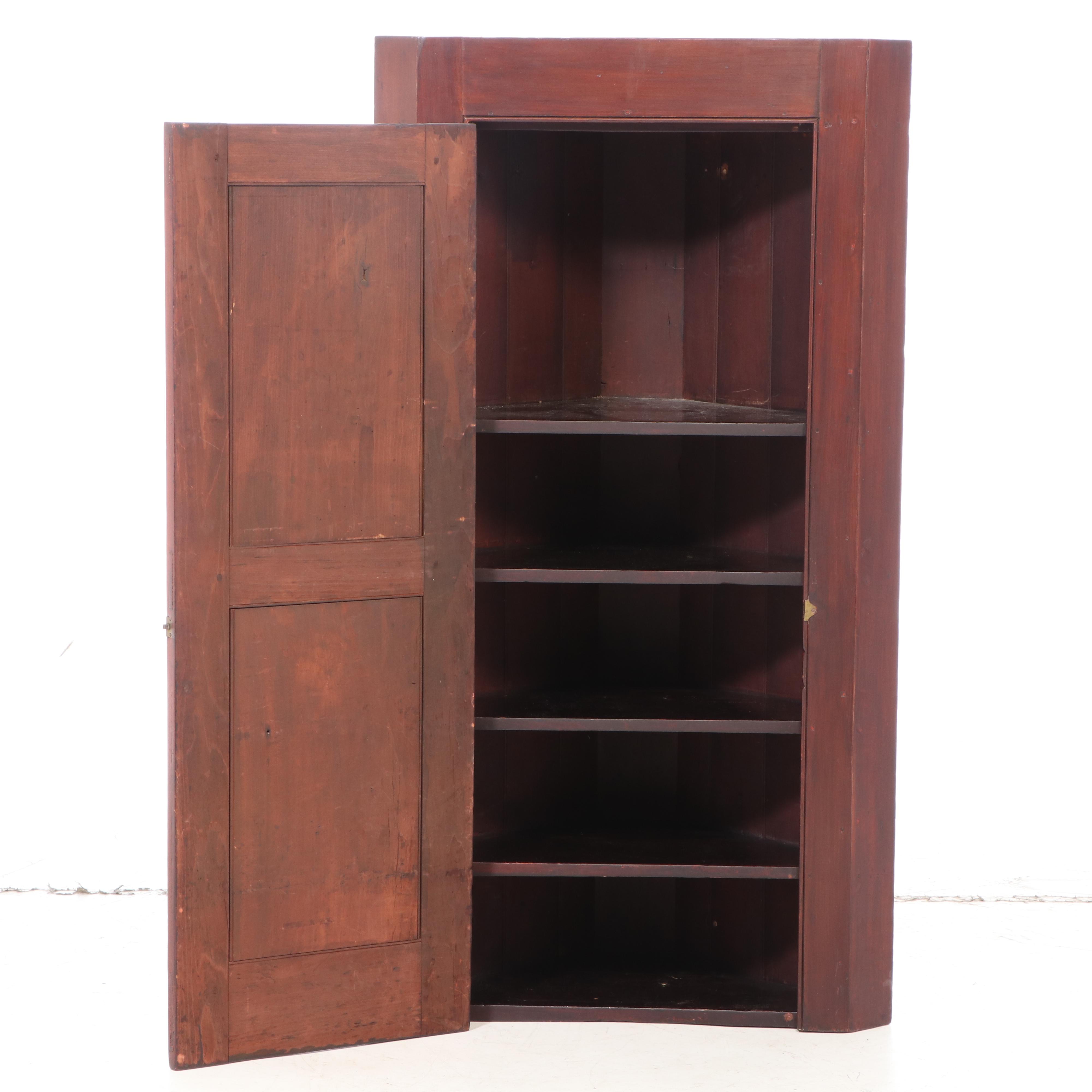American Primitive Cherrywood Corner Cupboard, 19th Century | EBTH