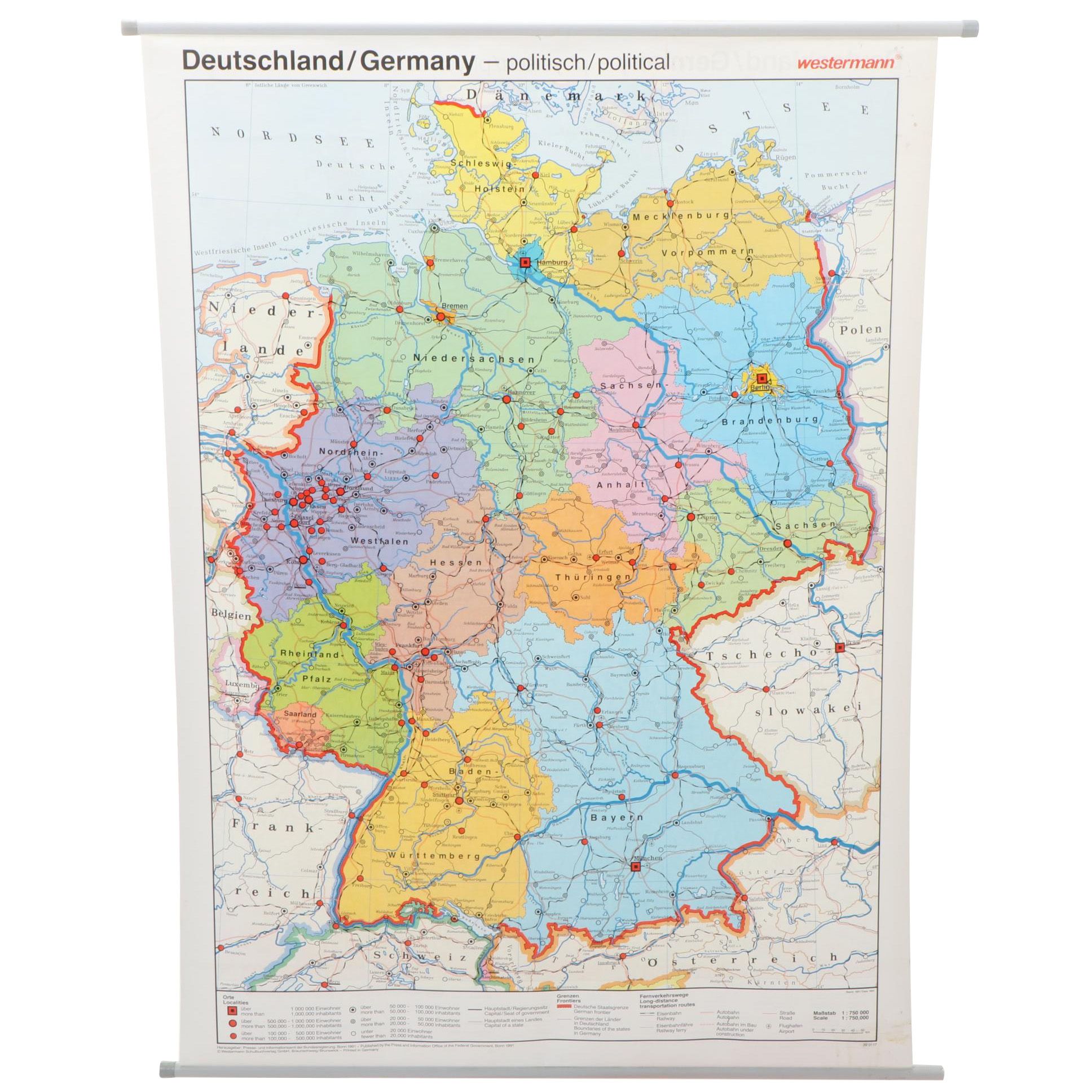 Westermann Hanging Double Sided Physical and Political Maps of Germany ...