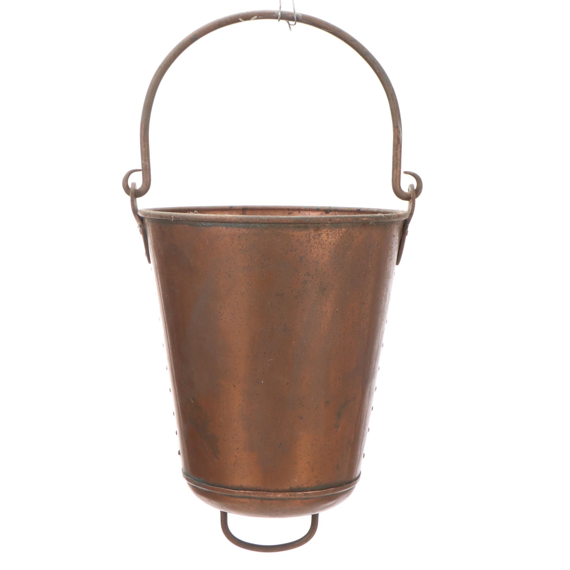 Round Bottom Copper Fire Bucket, Mid/Late 19th Century | EBTH