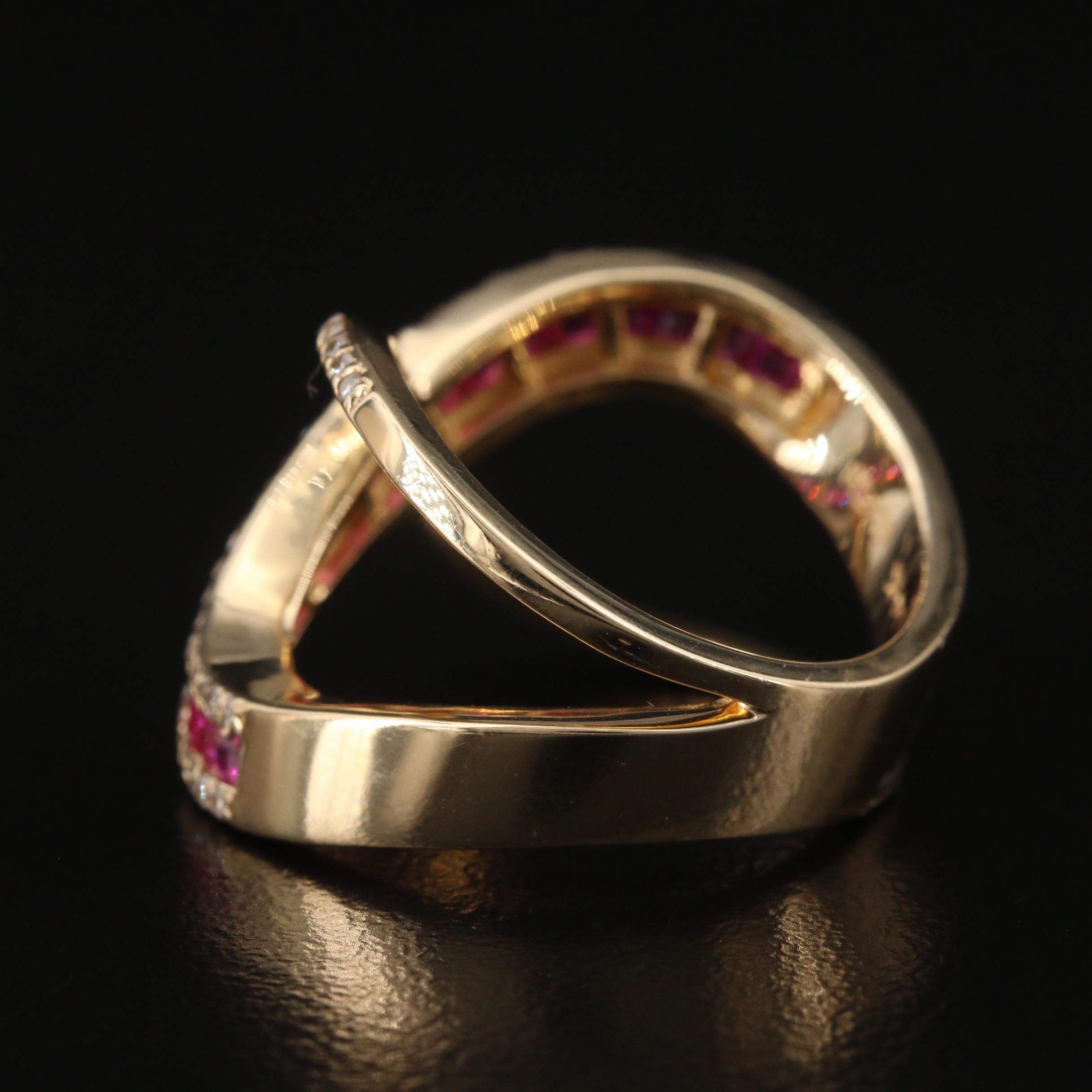 EFFY 14K Ruby and Diamond Crossover Ring | EBTH