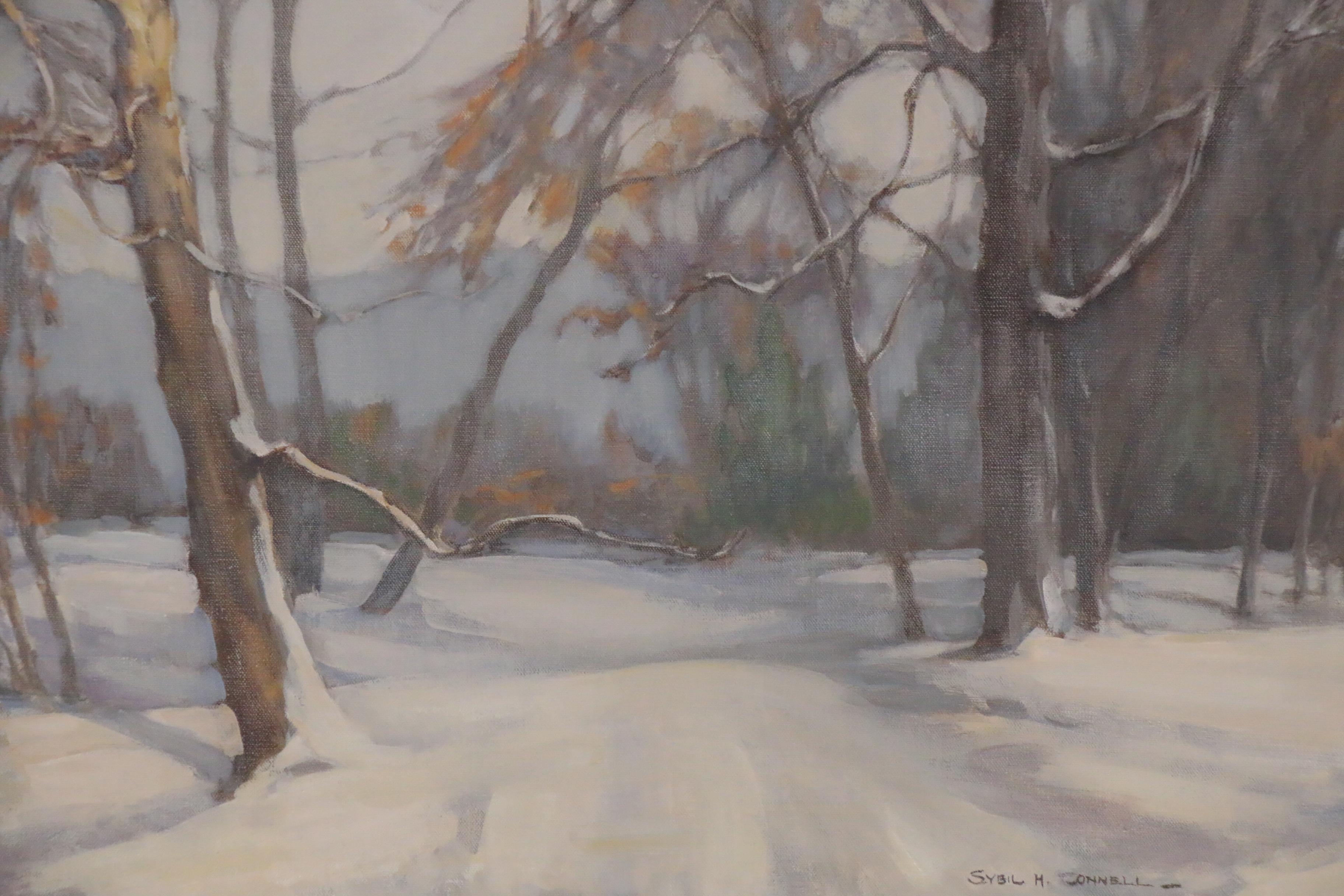 Sybil Hunt Connell Landscape Oil Painting "November Snow," 1970 | EBTH