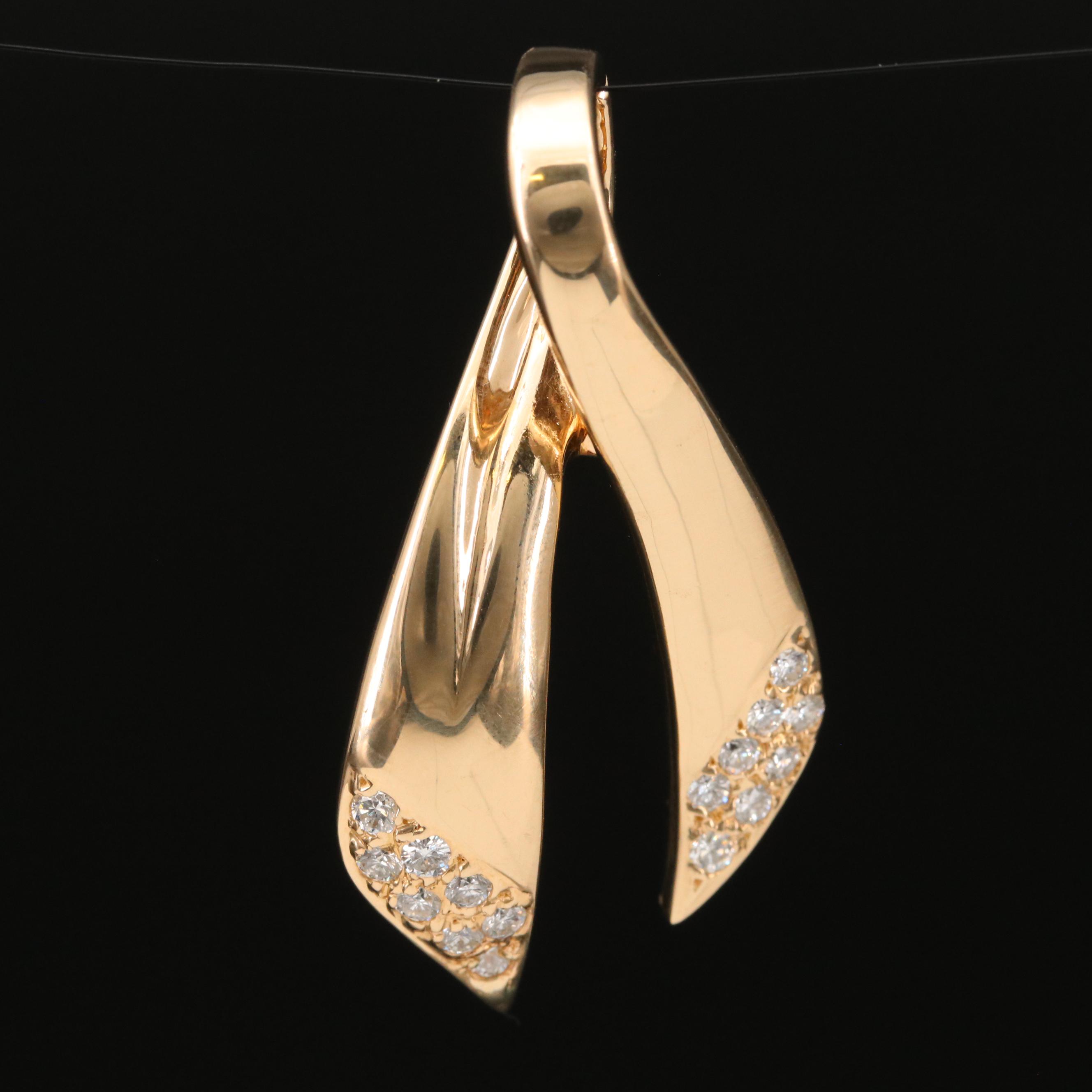 14K Yellow Gold Cultured Pearl and Diamond Enhancer Pendant | EBTH